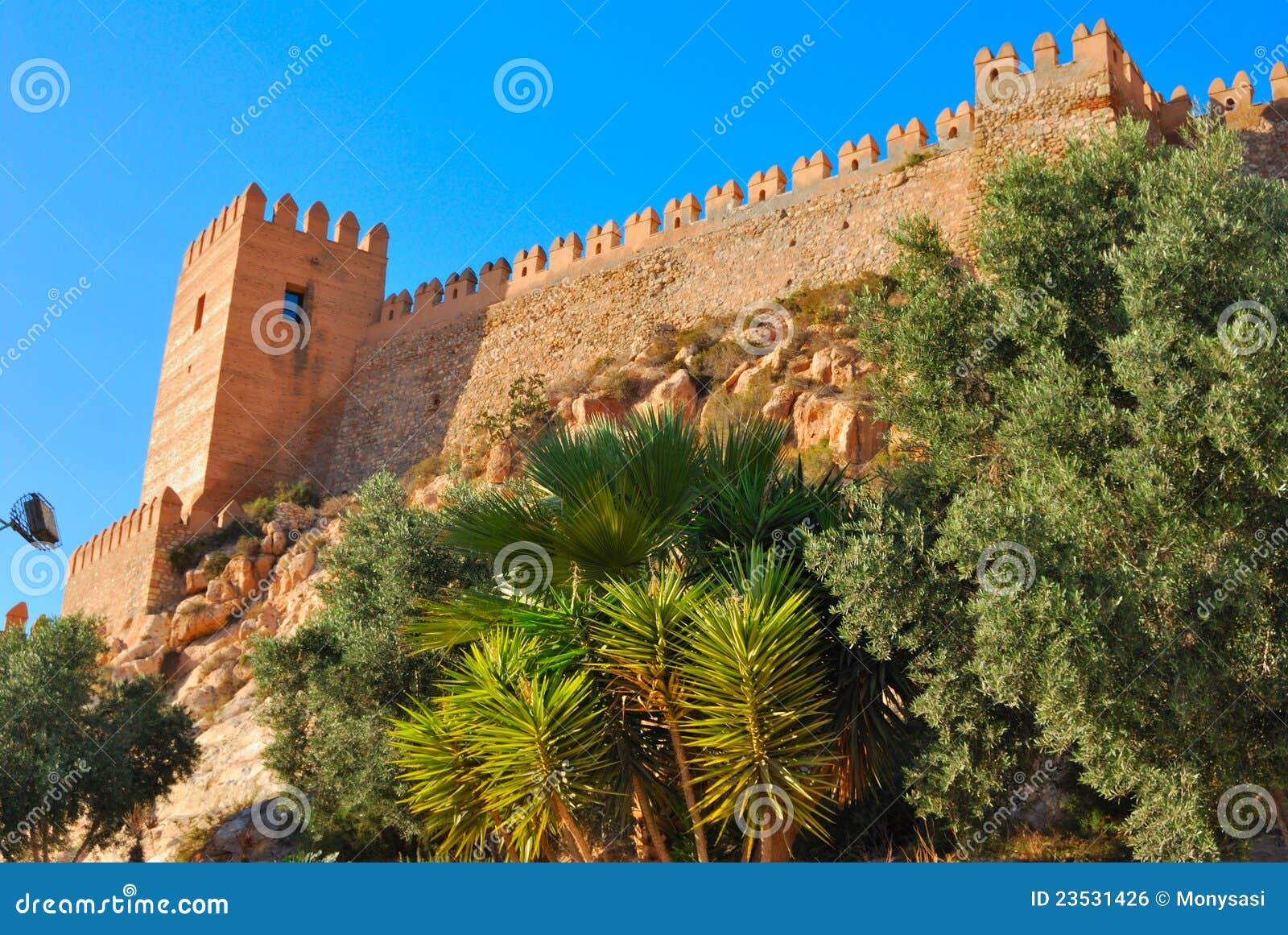 Fortified Wall of the Alcazaba Stock Photo - Image of fortified, facade ...