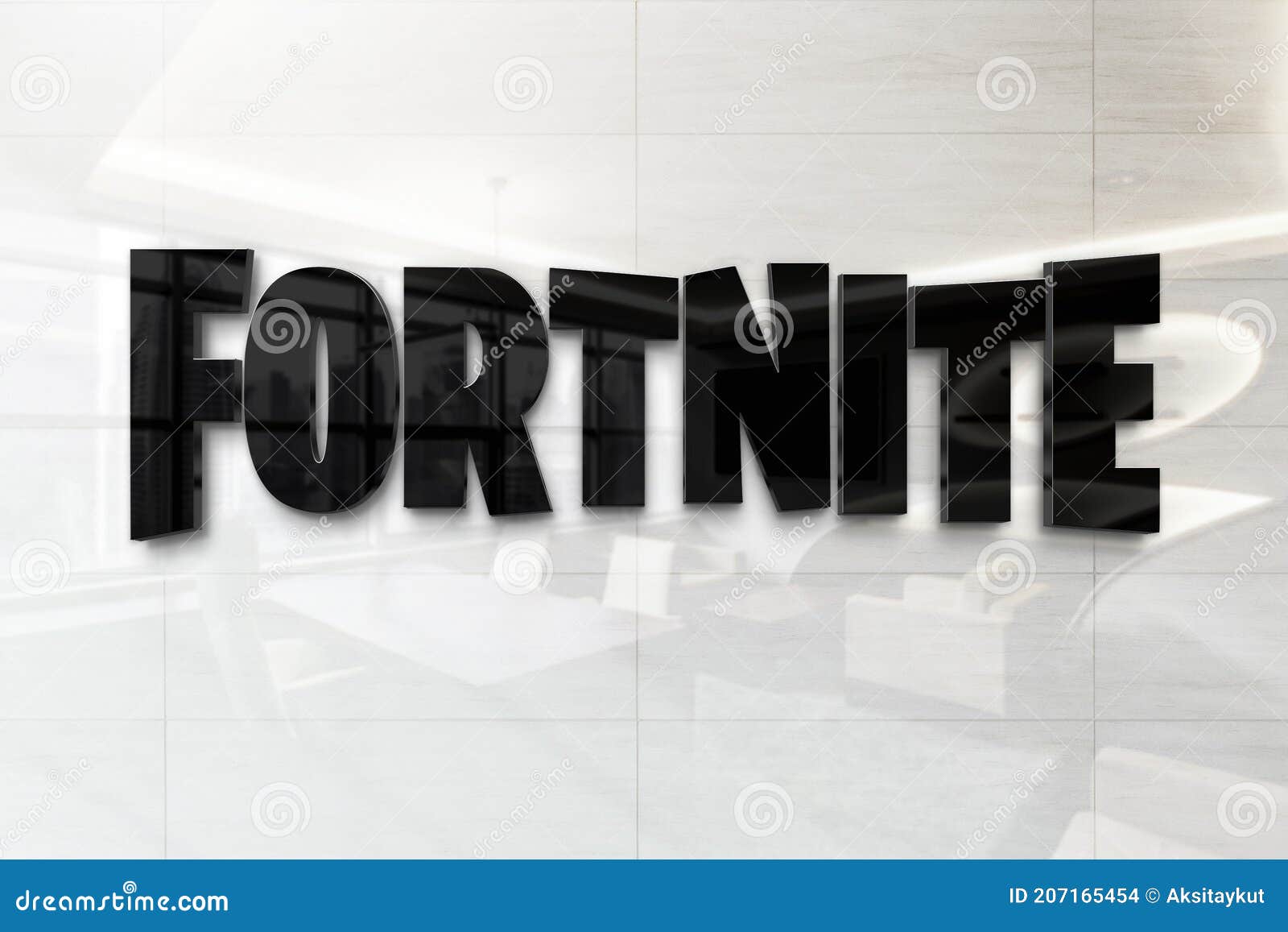 Fortnite On Glossy Office Wall Realistic Texture Editorial Stock Image Illustration Of 9000