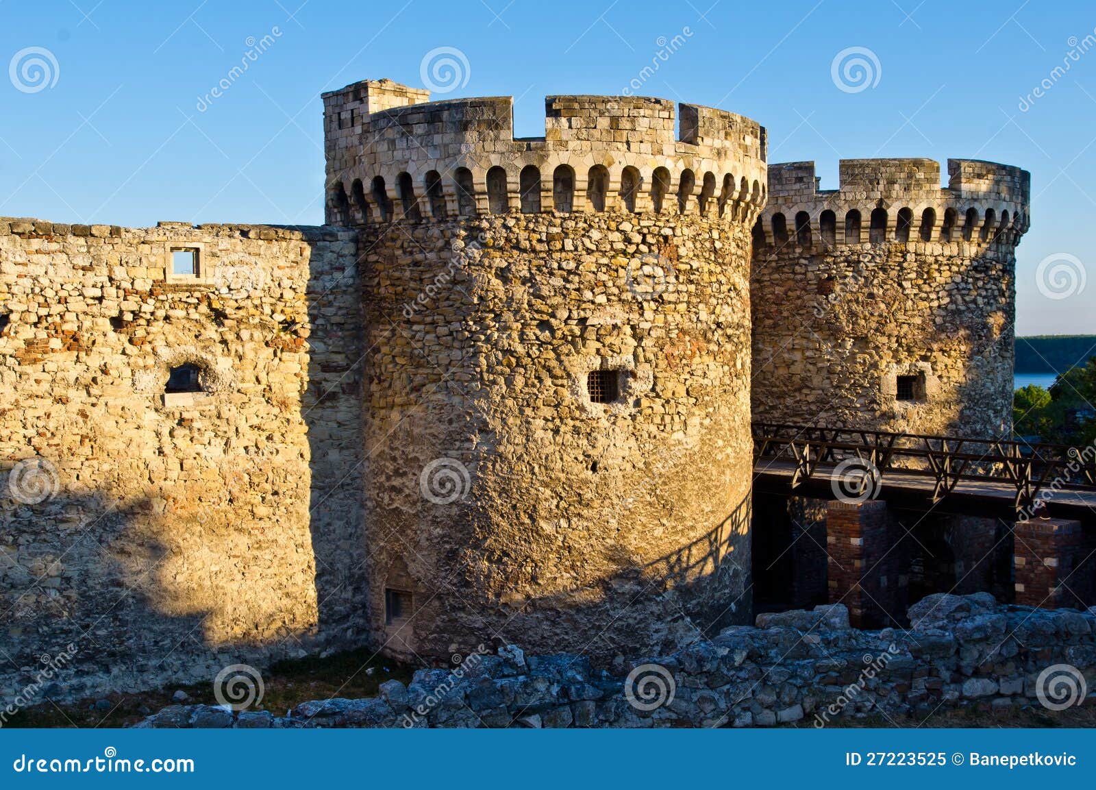 Fortress bridge and towers stock image. Image of architecture - 27223525
