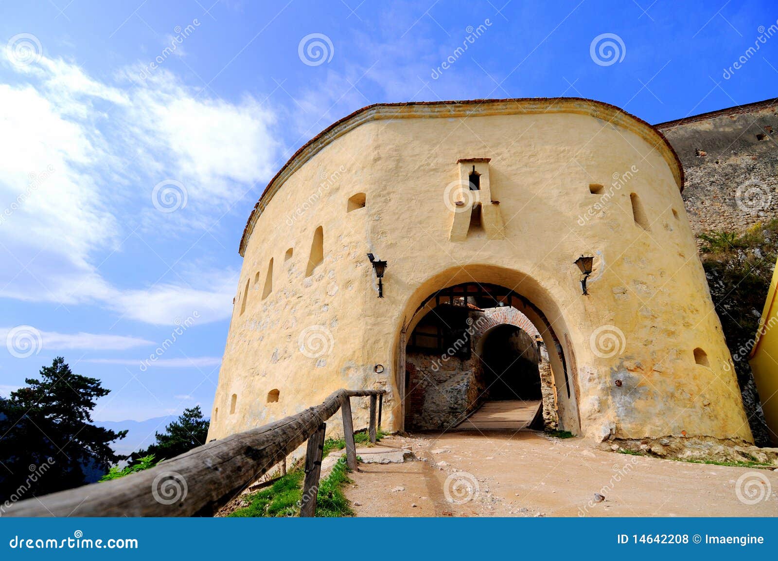 Fortress Defense Tower with Entrance Stock Photo - Image of castle ...