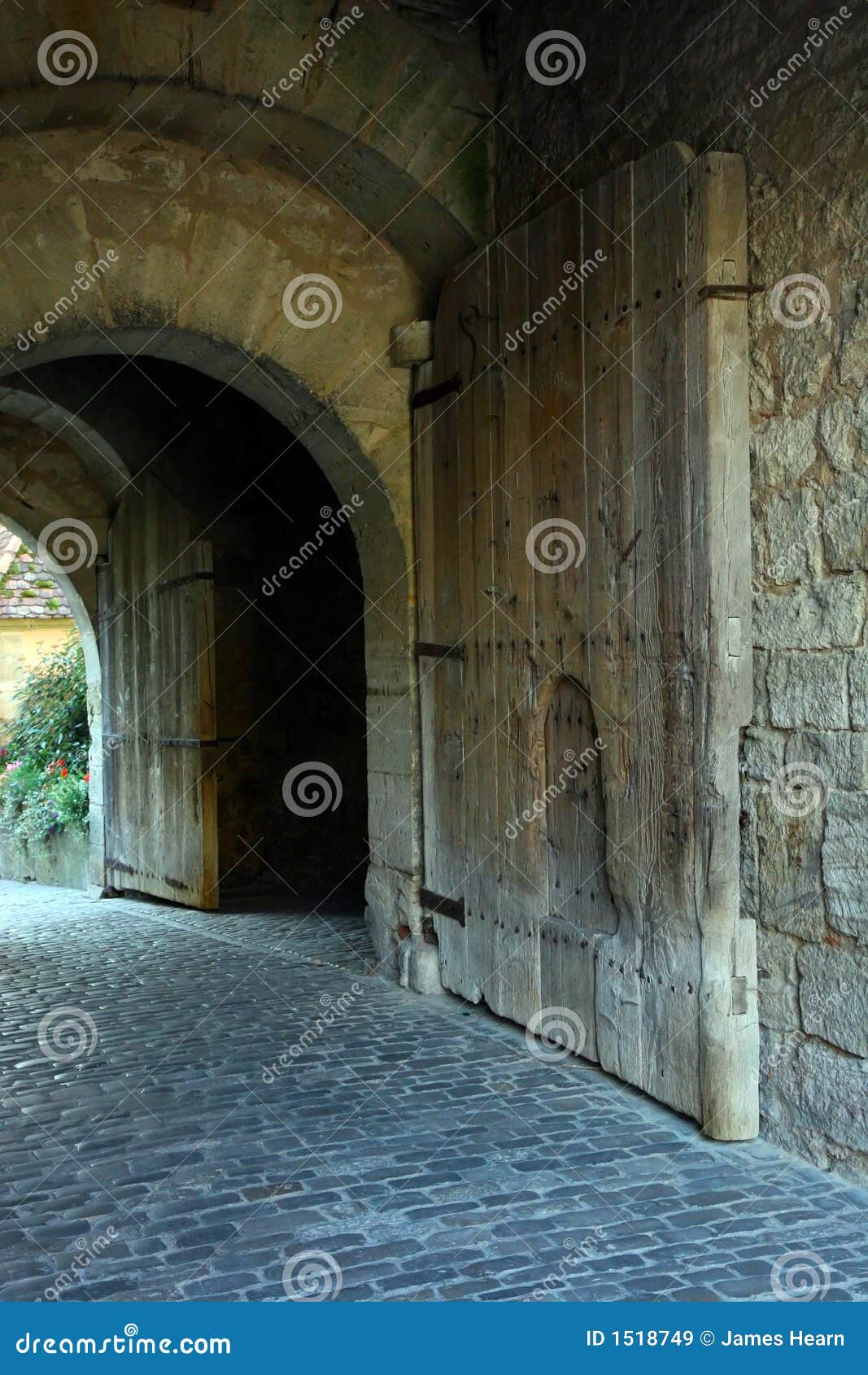 Fortress Door stock image. Image of hinge, entry, wooden - 1518749