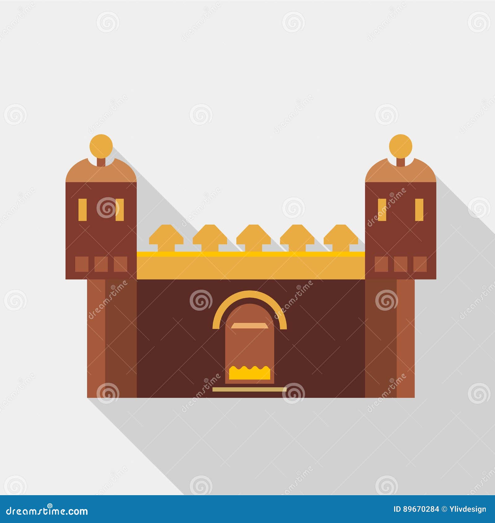 Fortress with Gate Icon, Flat Style Stock Vector - Illustration of ...