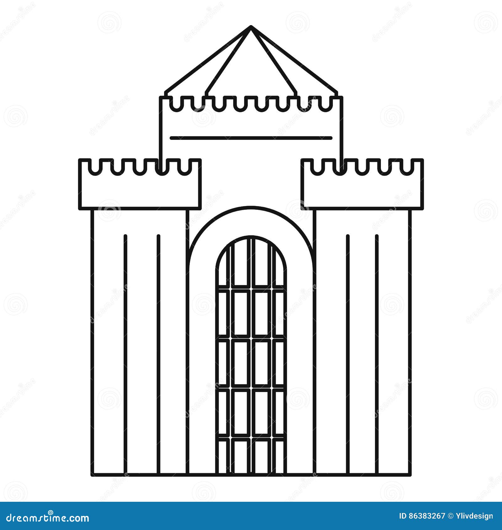 Fortress with Gate Icon, Outline Style Stock Vector - Illustration of ...
