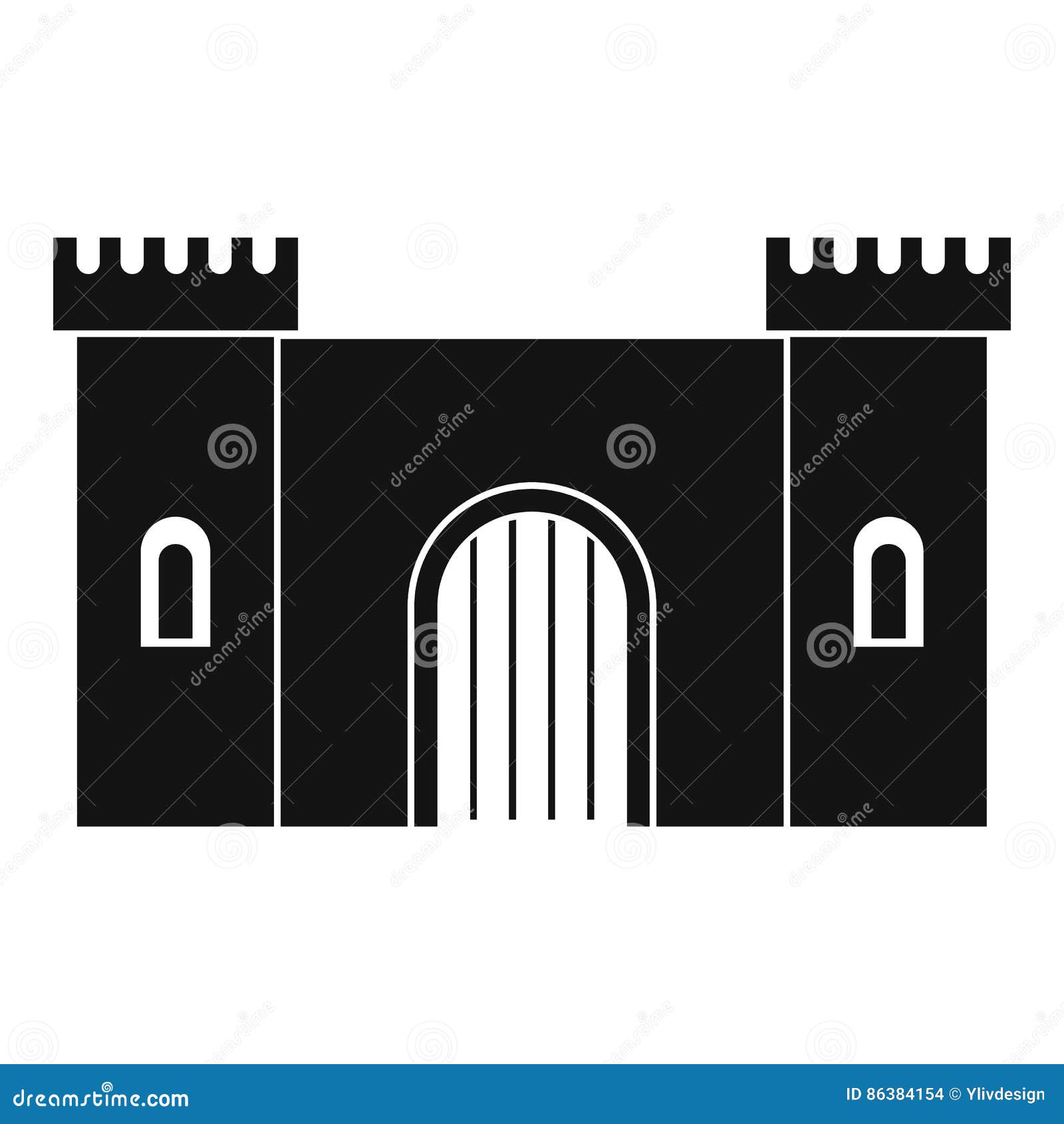 Fortress with Gate Icon, Simple Style Stock Vector - Illustration of ...