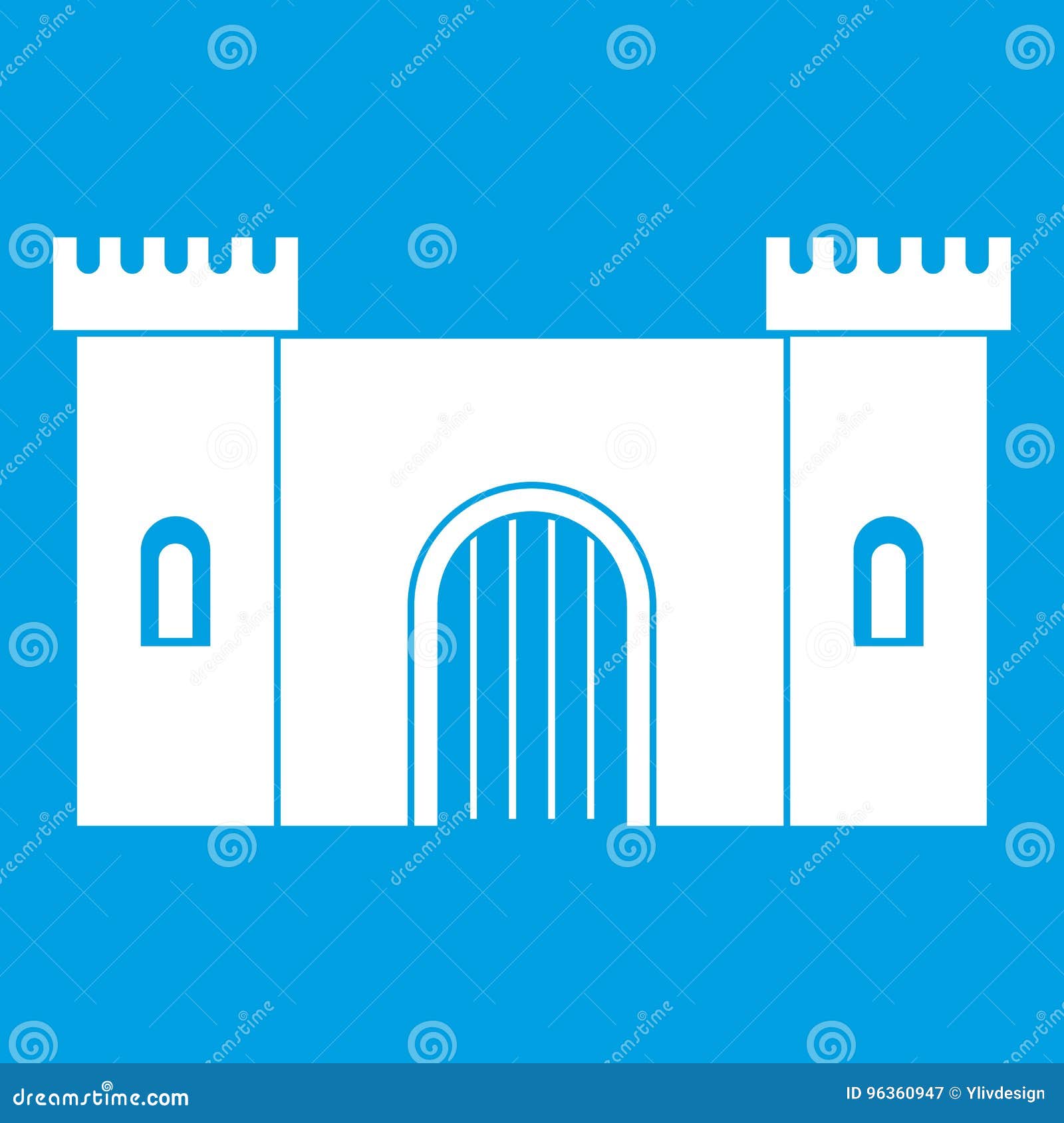 Fortress with Gate Icon White Stock Vector - Illustration of historical ...