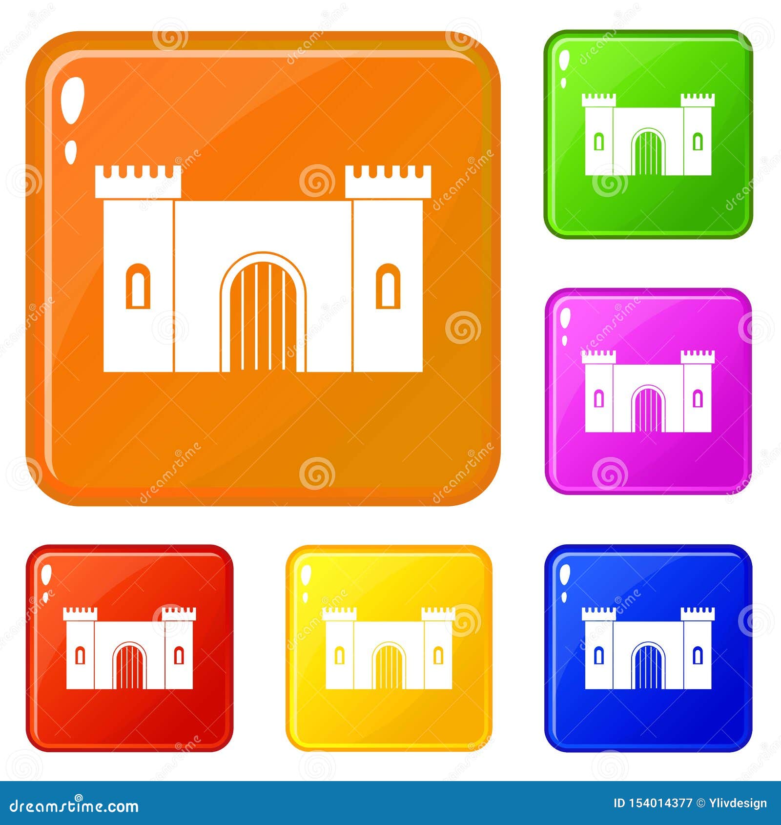 Fortress with Gate Icons Set Vector Color Stock Vector - Illustration ...