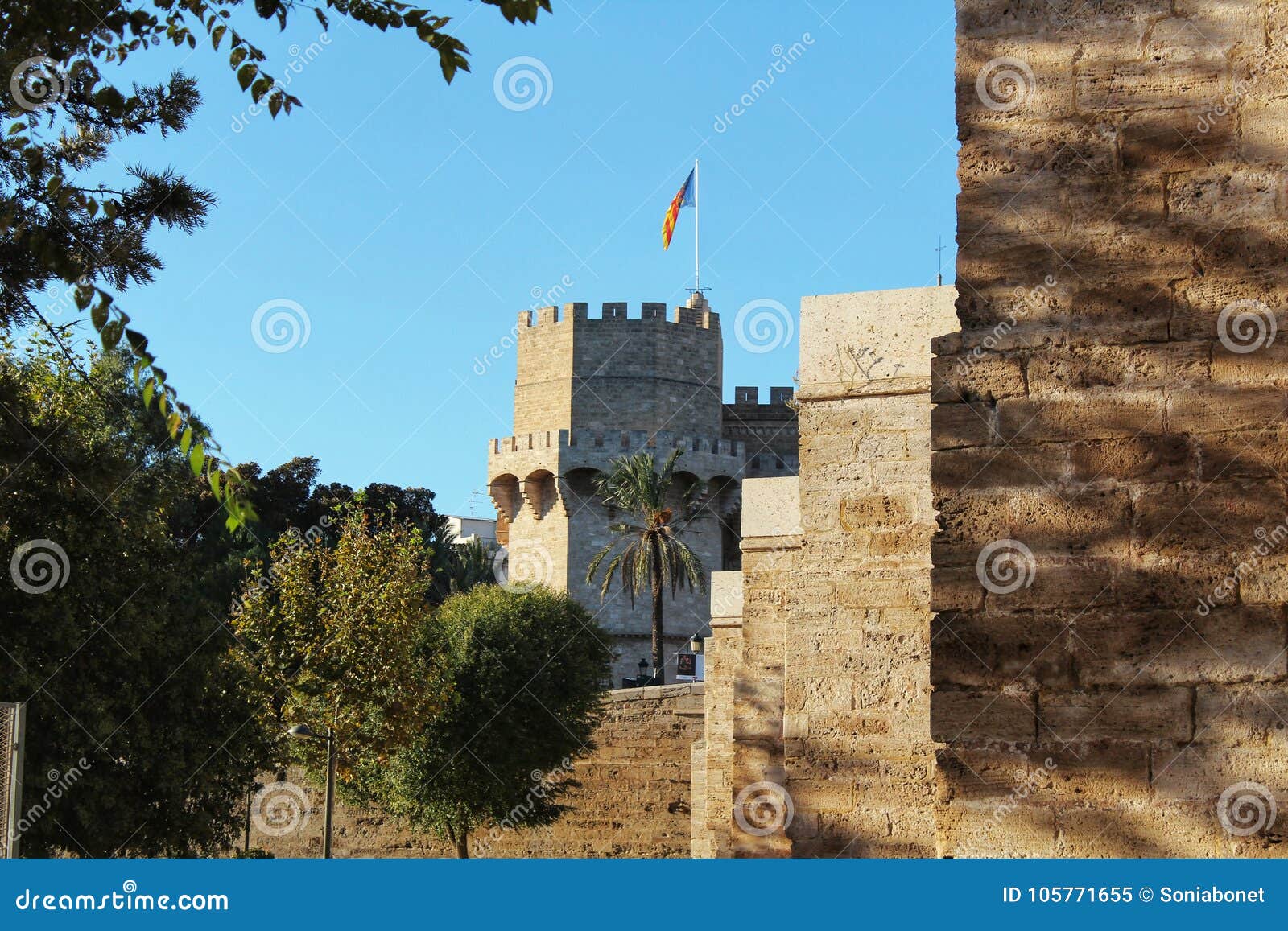 Fortress and Tower in Valencia. Stock Image - Image of heritage, sussex ...