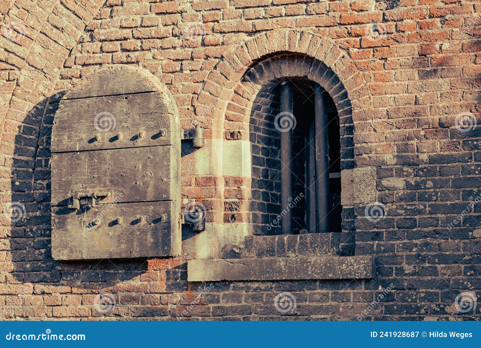 Fortress Wall with Window and Bars Stock Image - Image of historical ...