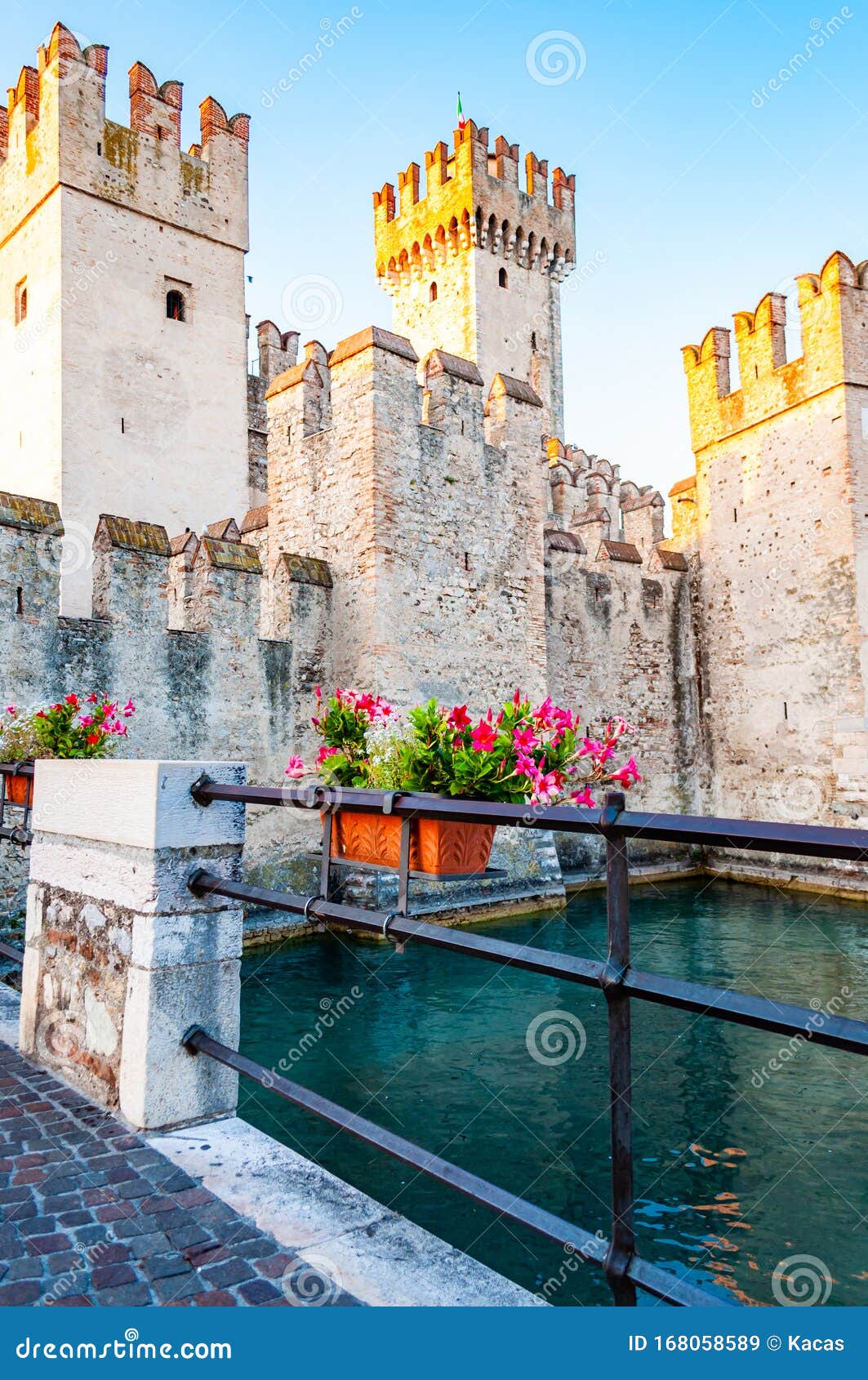 Fortress Walls of the Scaligero Castle or Castle of Sirmione Surrounded ... Fortress Walls of the Scaligero Castle or Castle of Sirmione Surrounded ...