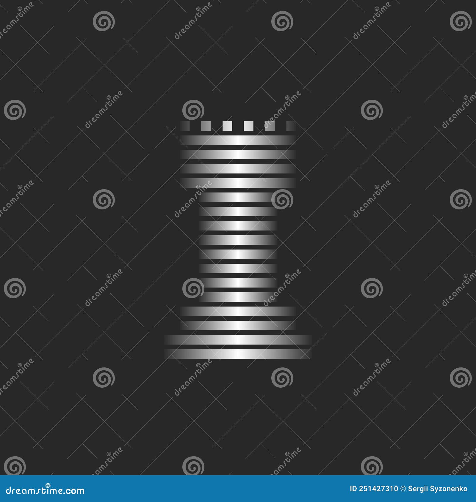 Fortress Watchtower Logo 3d Effect Line Art from Metallic Gradient ...