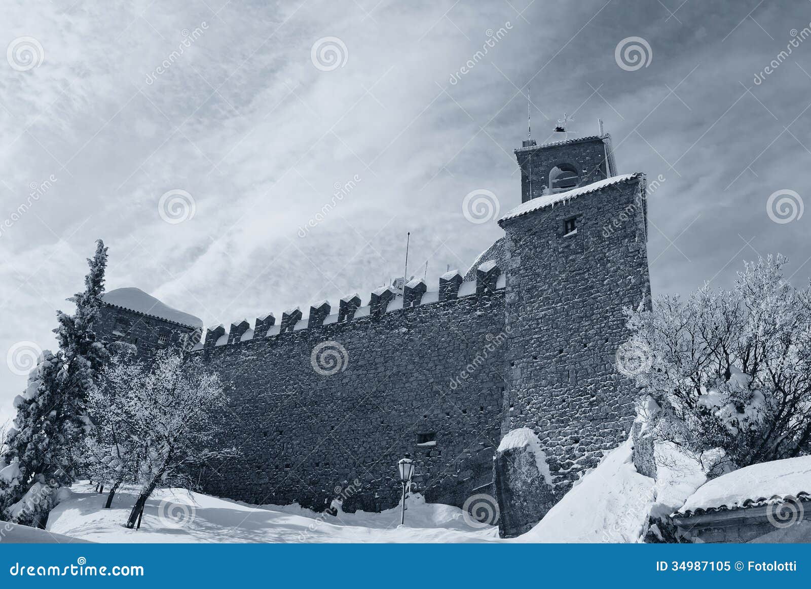Fortress in Winter with Snow Stock Image - Image of winter, season ...