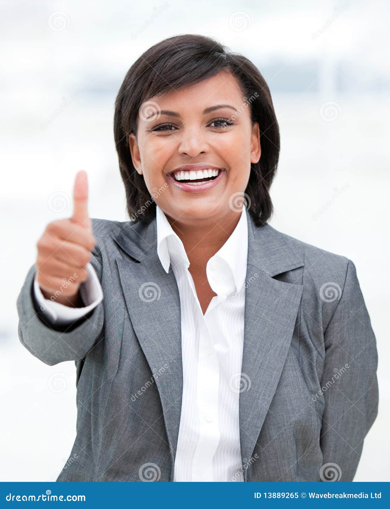 Fortunate Business Woman with a Thumb Up Stock Image - Image of adult ...