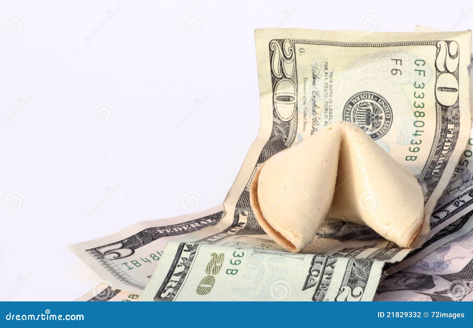 Fortune Cookie with Cash stock photo. Image of crack - 21829332
