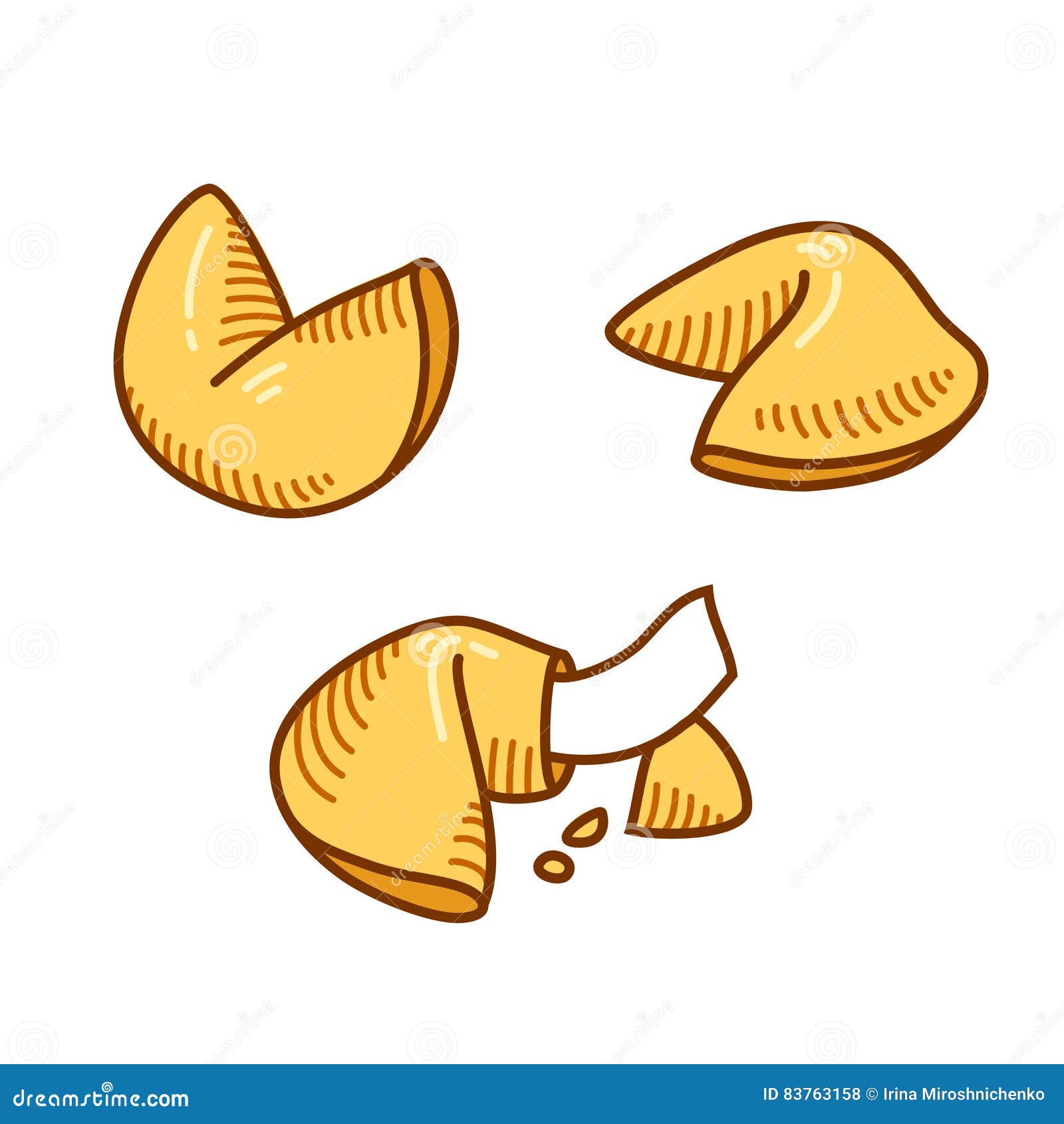 Fortune cookie set stock vector. Illustration of biscuit - 83763158