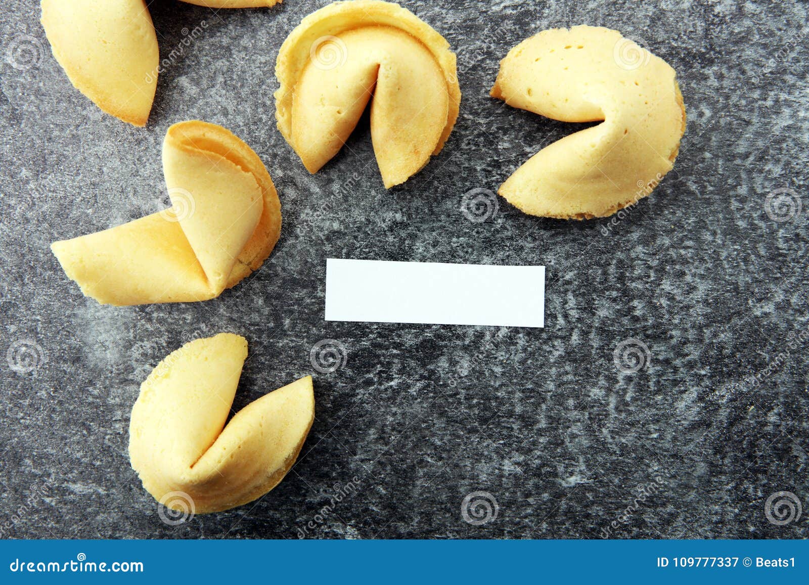 Fortune Cookies with Blank Paper on Dark Background. Stock Image ...