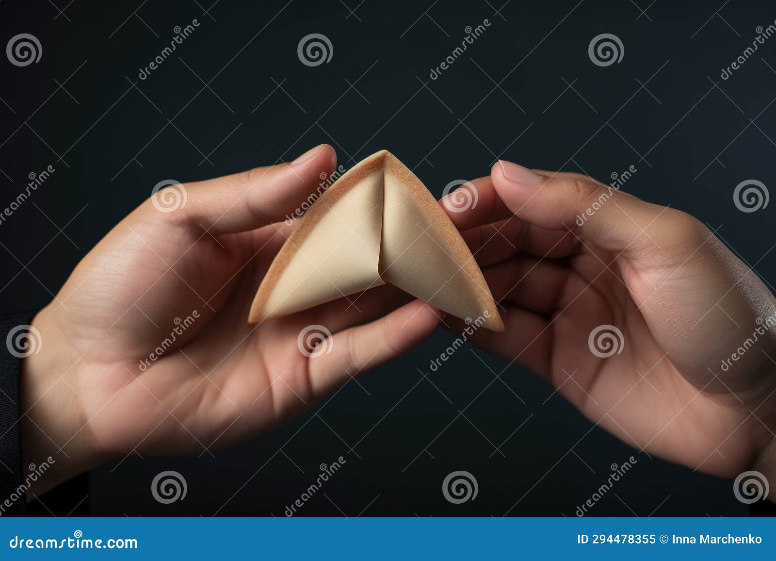 Fortune Cookies in Hands. Lucky Biscuit with Blank Paper for Message ...