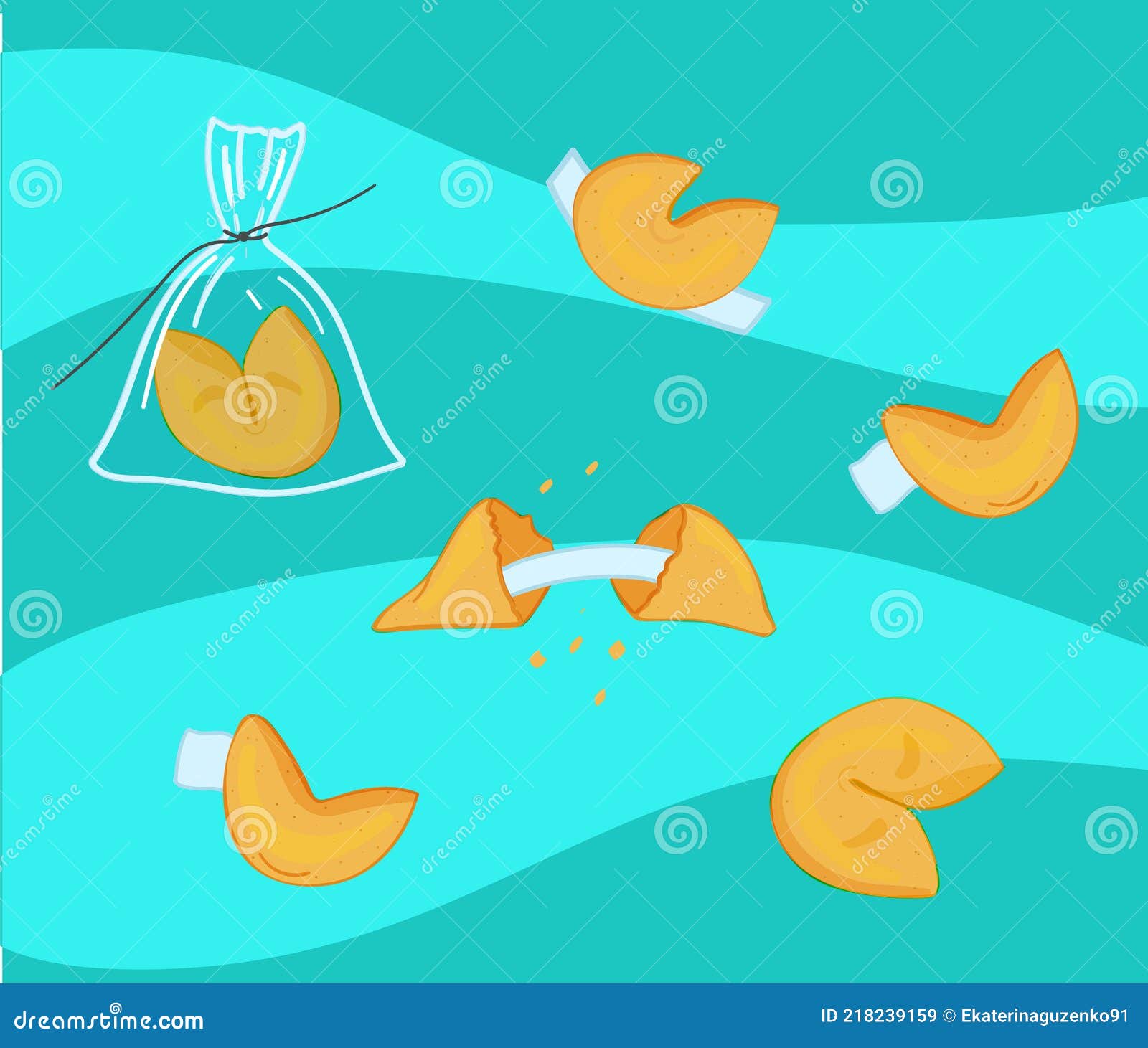 Fortune Cookies with Prediction on Blue Background Stock Vector ...
