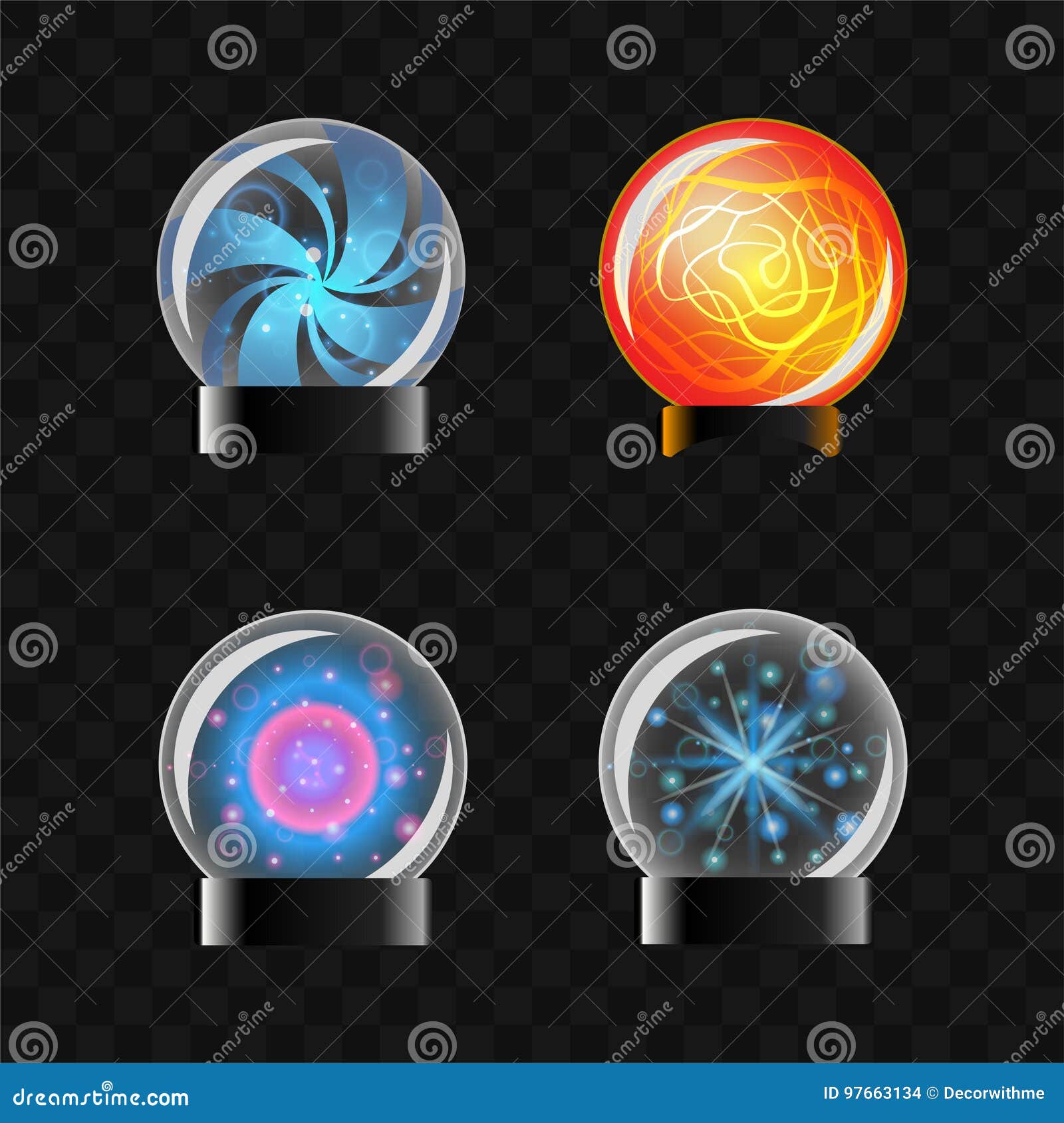 Fortune Sphere - Vector Set Of Magical Balls Clip Art | CartoonDealer ...