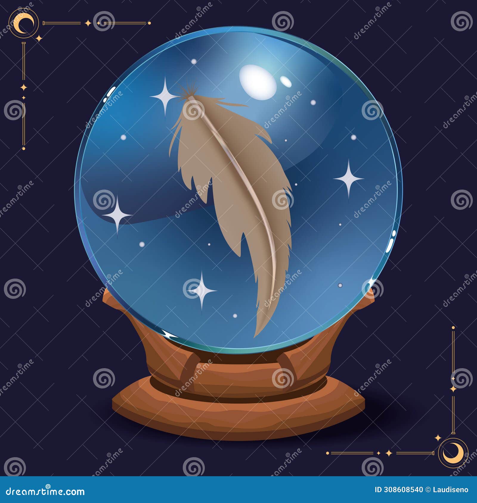 Fortune Teller Ball with a Feather Vector Stock Vector - Illustration ...