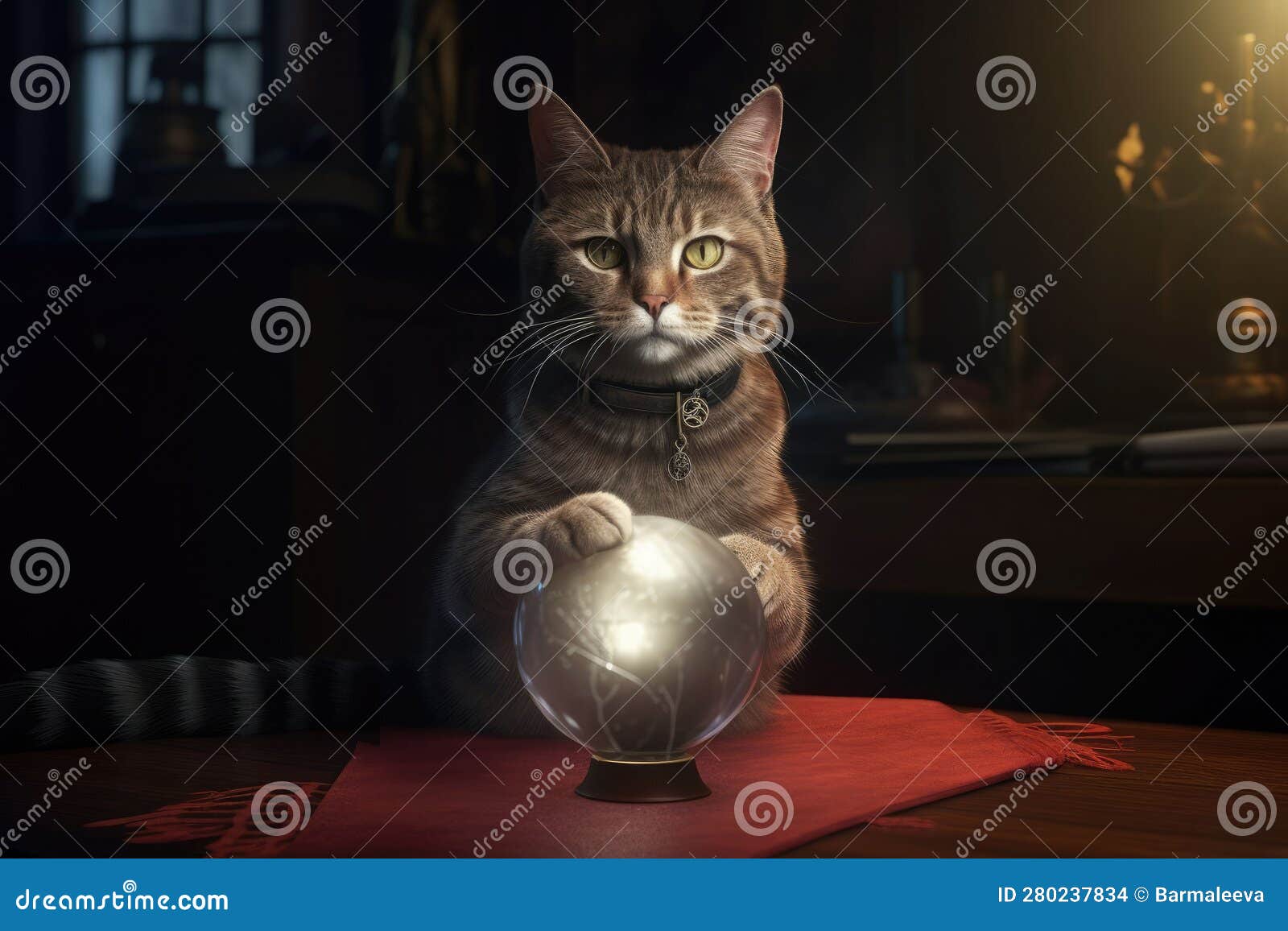 A Fortune Teller Cat with a Magic Crystal Ball. Generative AI Stock ...