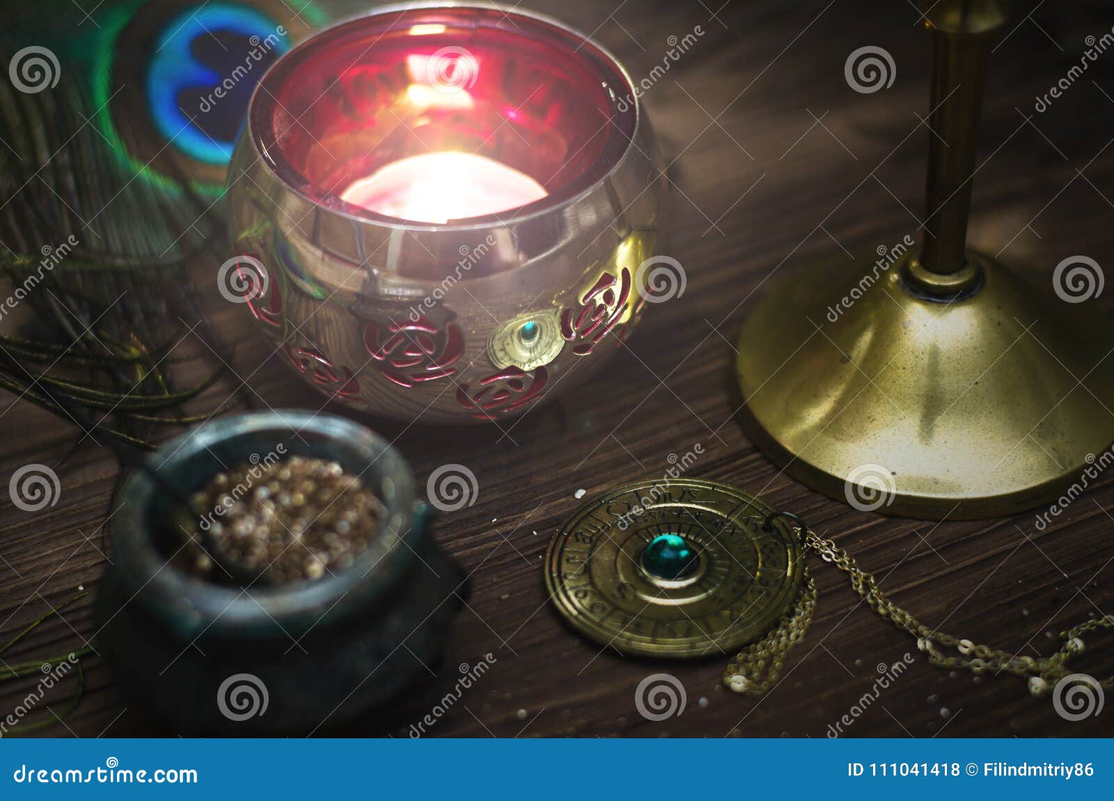 Magic Table. Paranormal Desk. Witchcraft. Stock Photo - Image of ...