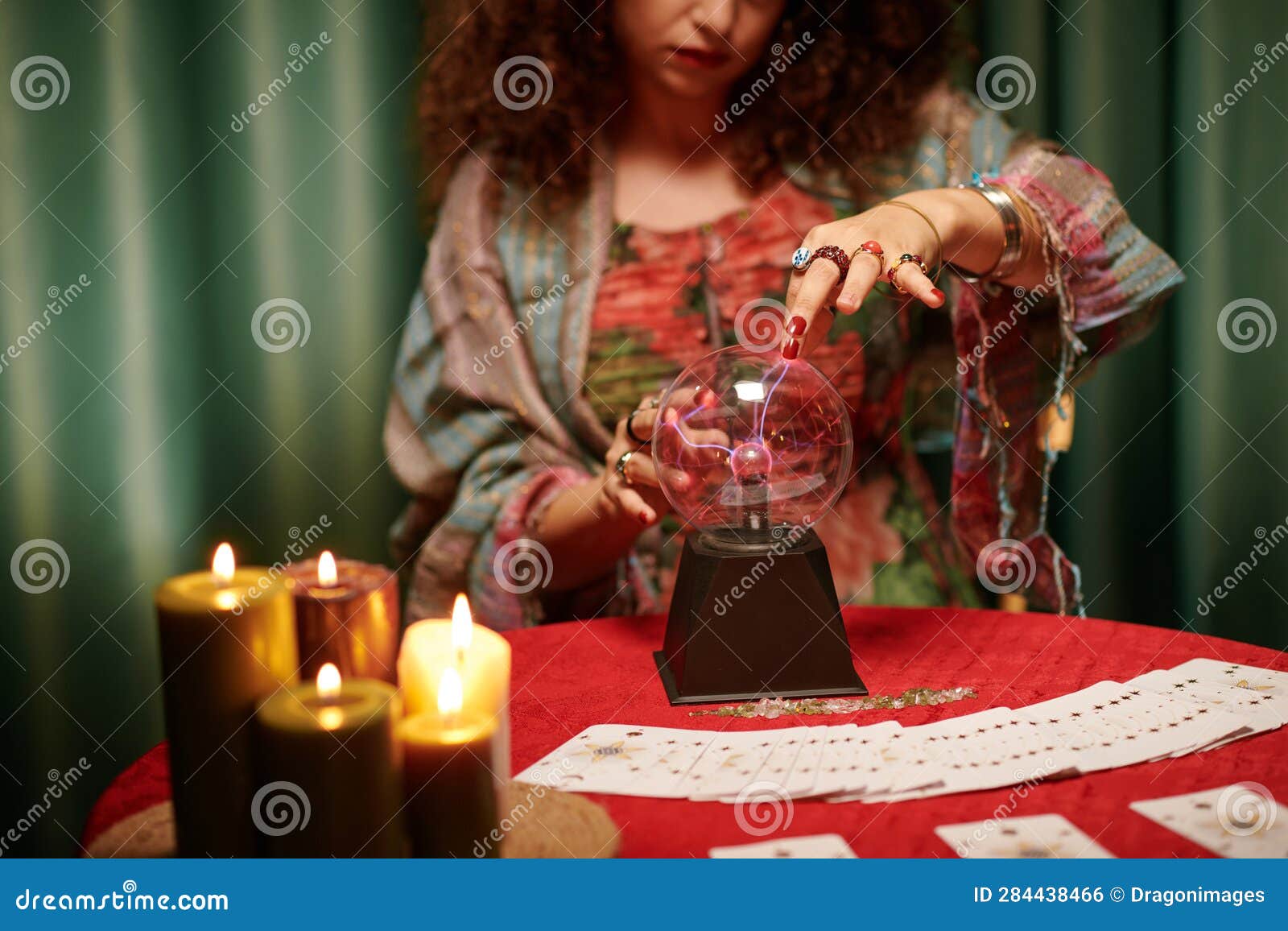 Fortune Teller Gazing into Crystal Ball Stock Photo - Image of psychic ...