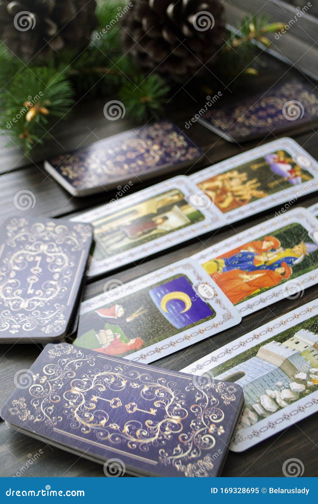 Fortune Teller Predicting Future from Tarot Cards, Vertical Image Stock ...