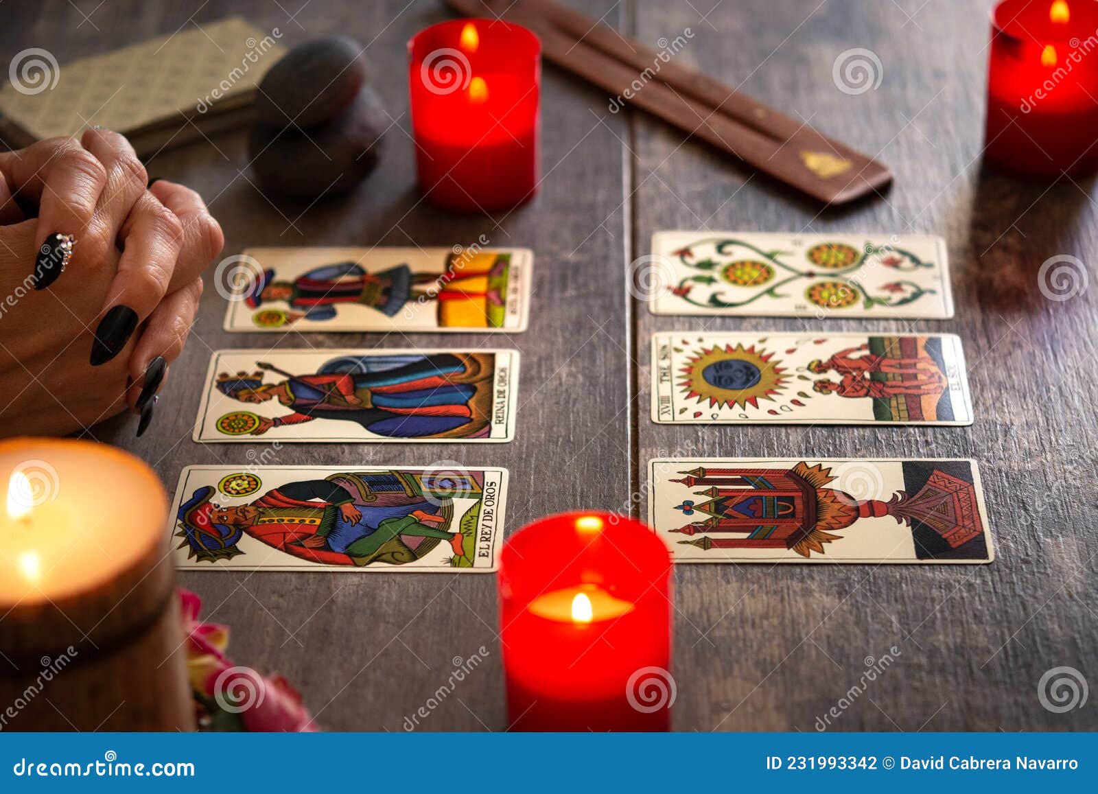 Fortune Teller Reading a Future by Tarot Cards Stock Photo - Image of ...