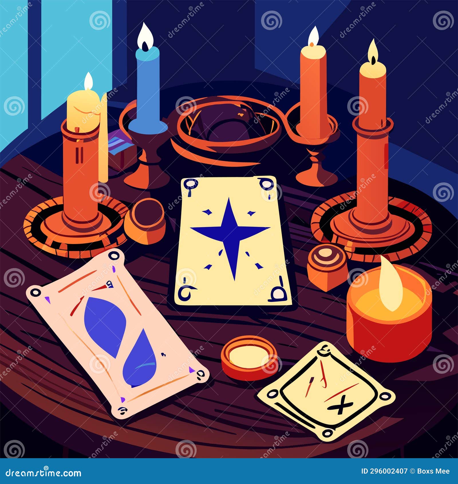 Fortune Teller Table with Tarot Cards and Candlesticks, Fortune Telling ...