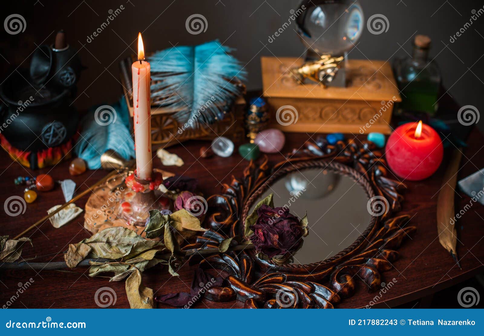 Magical Stuff on a Table, Esoteric Concept Stock Image - Image of cards ...