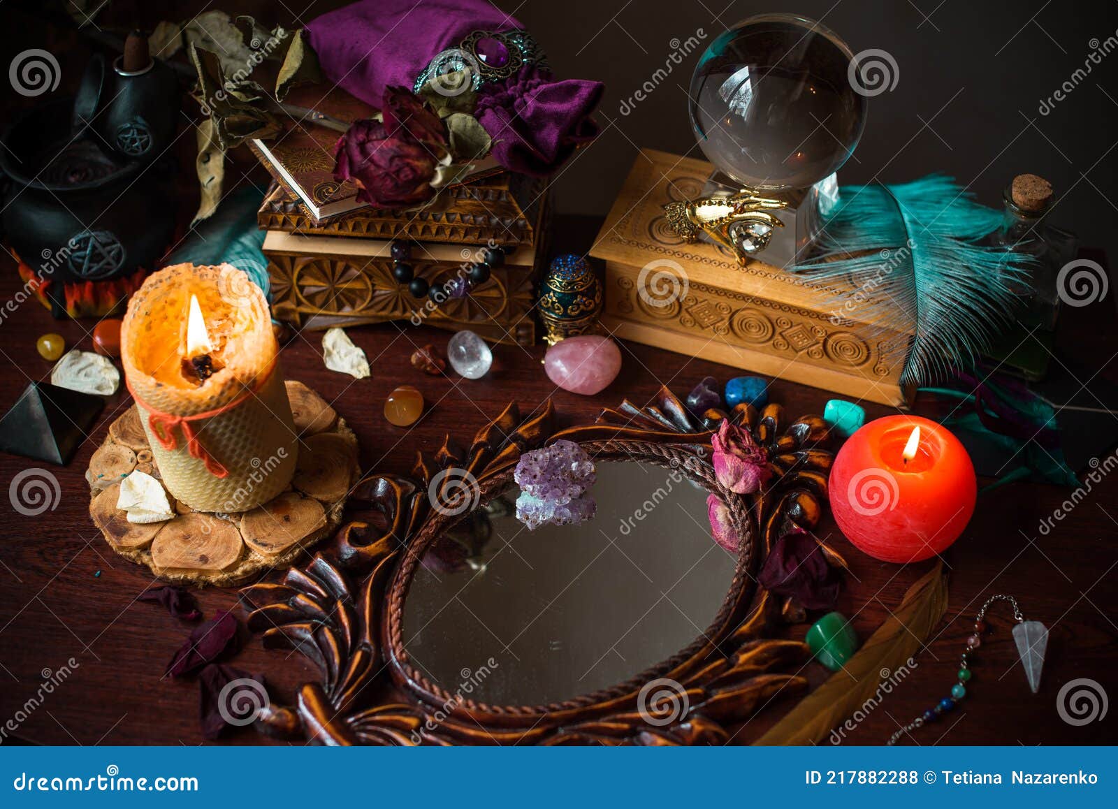 Magical Stuff on a Table, Esoteric Concept Stock Photo - Image of ...