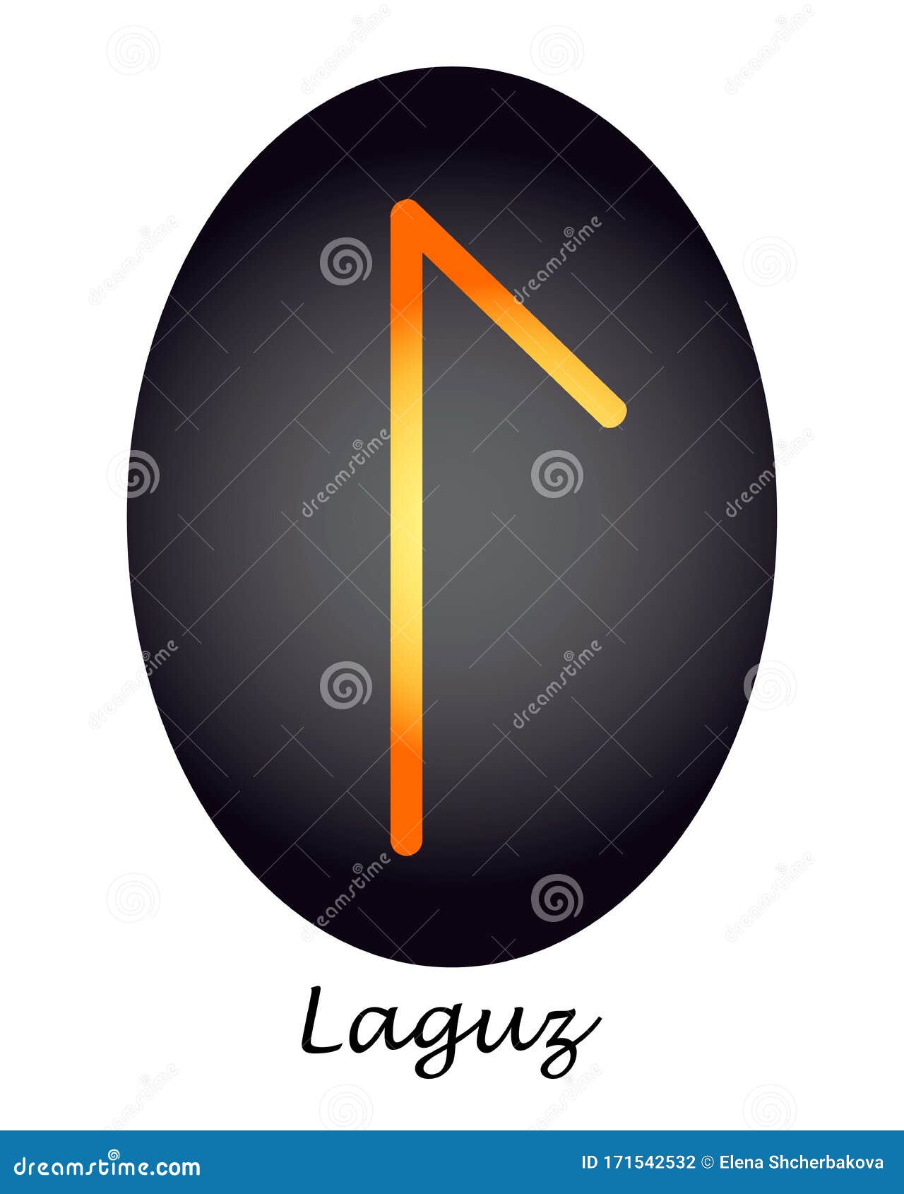 Fortune-telling Rune Laguz Yellow on a Dark Background Stock Vector ...