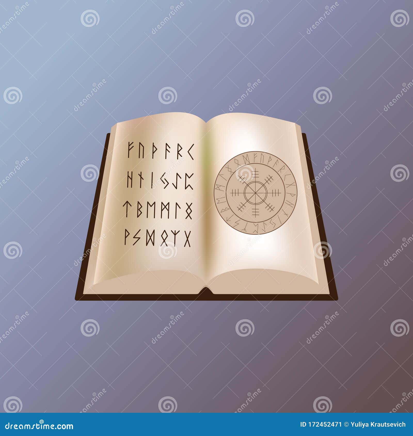 Fortune Telling on the Runes. Book of Runes. Magic, the Future. Vector ...