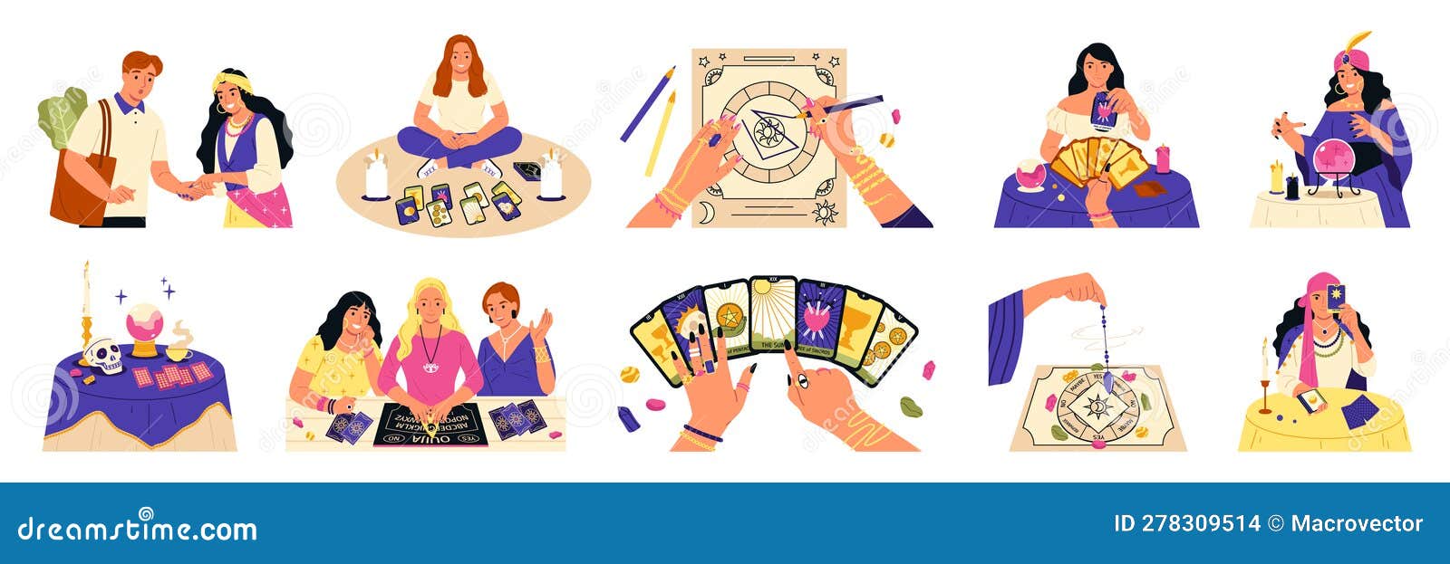 Fortune Telling Set stock vector. Illustration of icons - 278309514