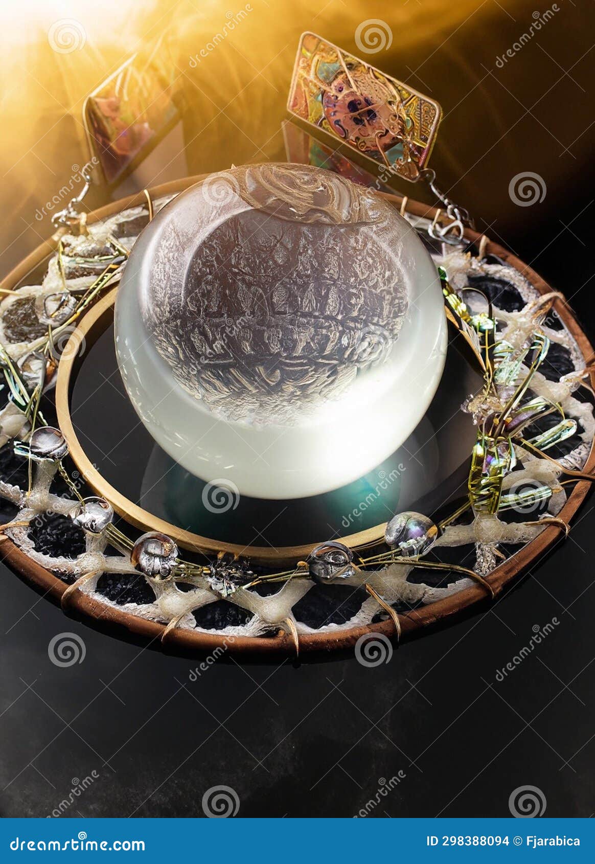 Fortune Telling Table with Crystal Ball Cards and Spider Web are Stock ...