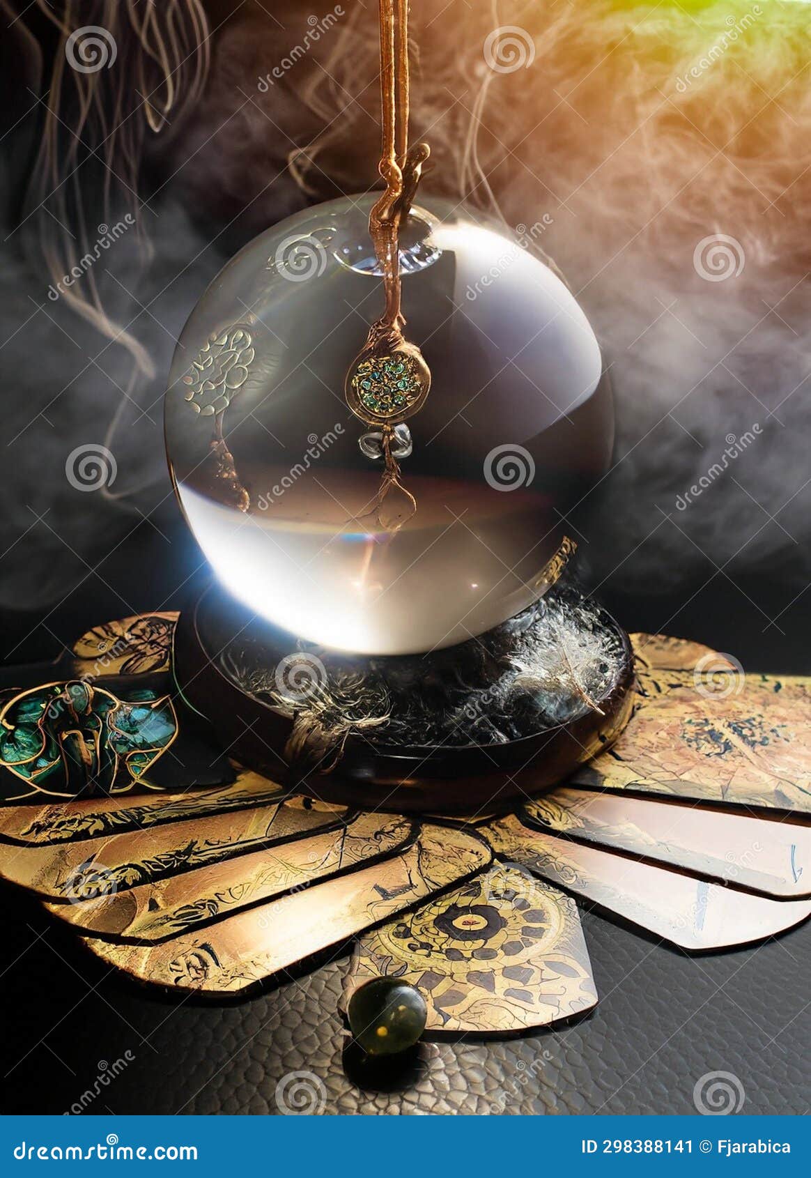 Fortune Telling Table with Crystal Ball Cards and Spider Web are Stock ...