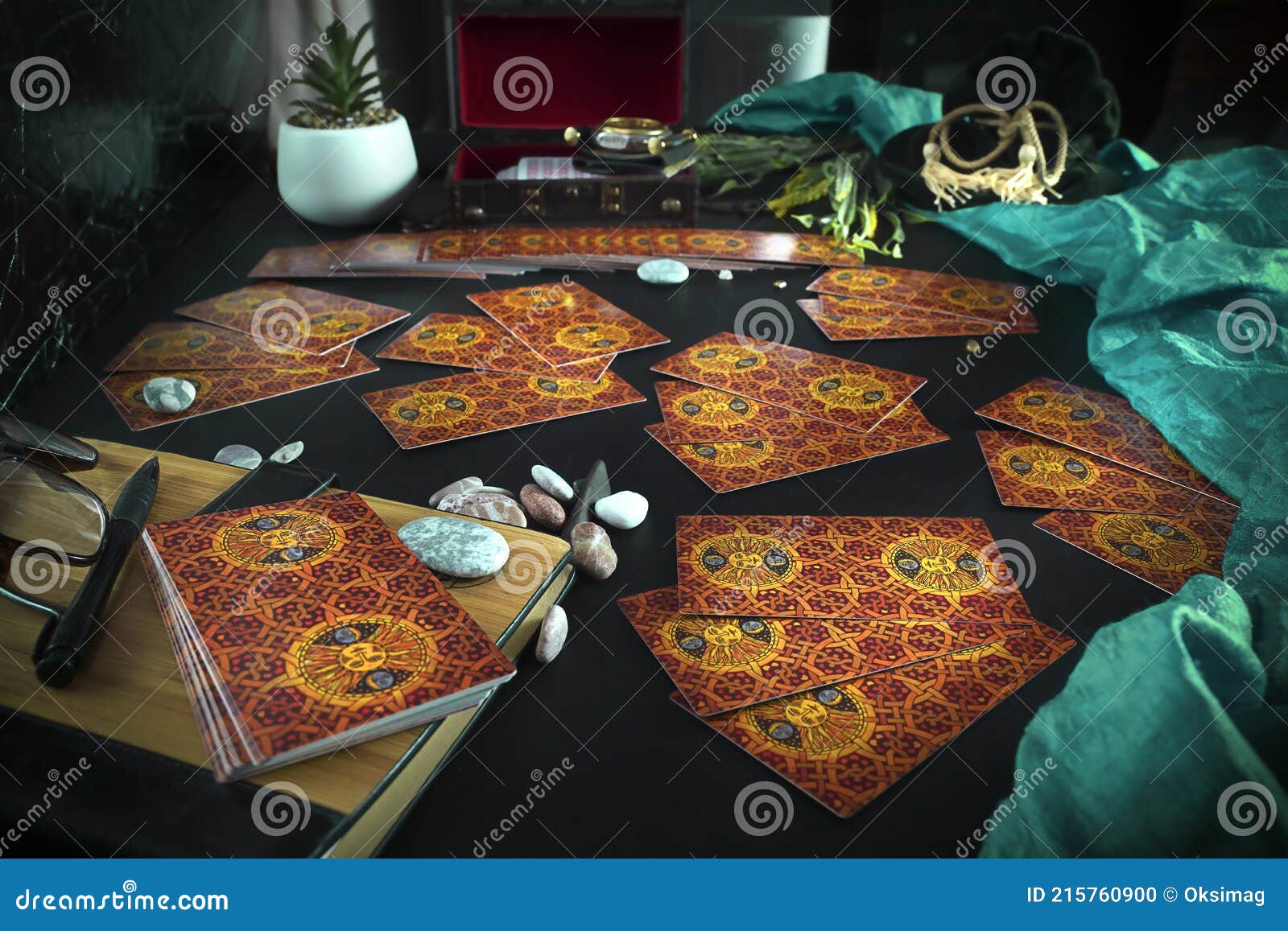 Fortune-telling on Traditional Tarot Cards on the Table. Stock Photo ...