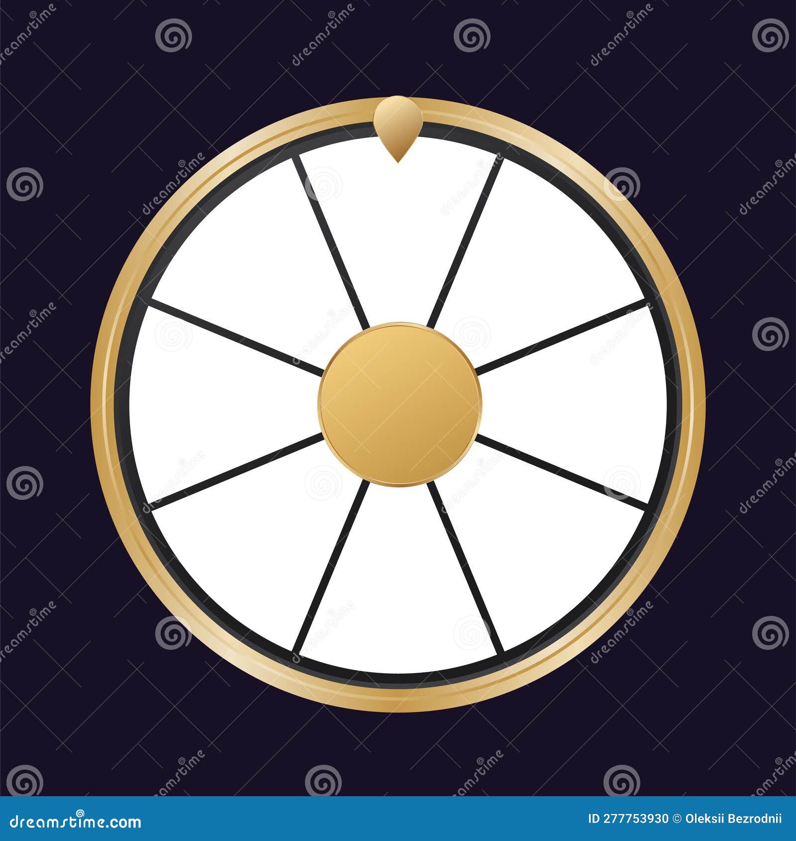 Fortune Wheel Gold Template with White Empty Segments Stock Vector ...