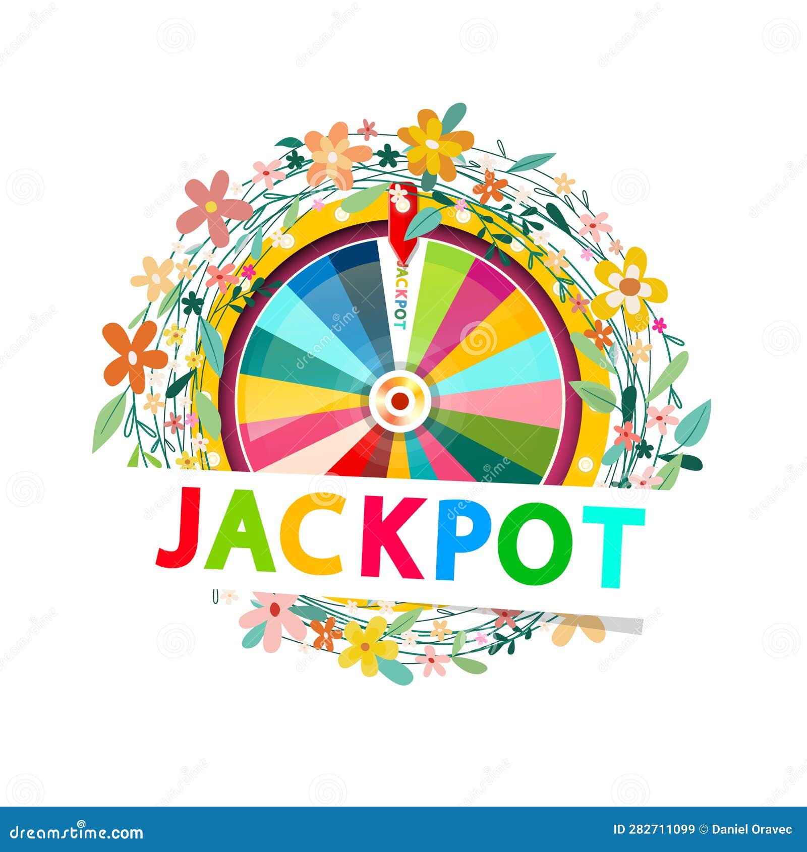 Fortune Wheel with Jackpot Symbol Inside Wreath Stock Vector ...