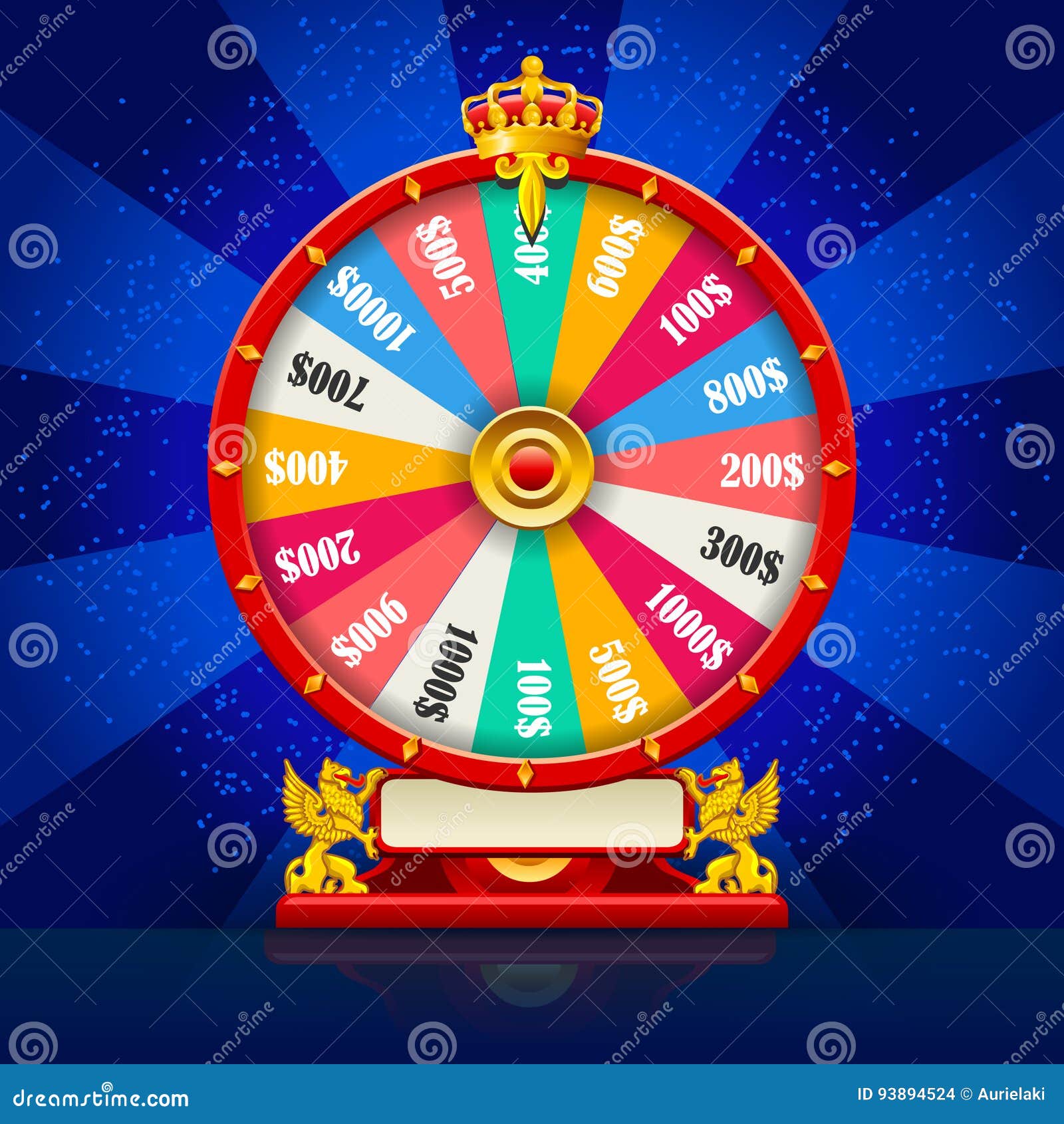 Fortune Wheel Realistic Vector Spinning Lucky Roulette Stock Vector ...