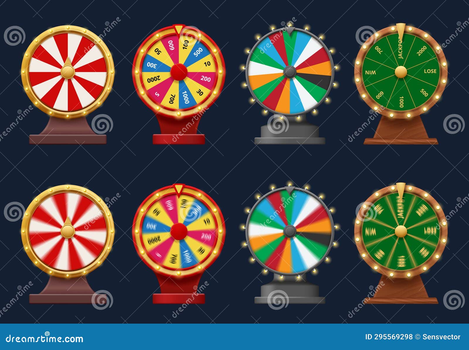 Fortune Wheels Spinning, Realistic Roulette Stock Vector - Illustration ...