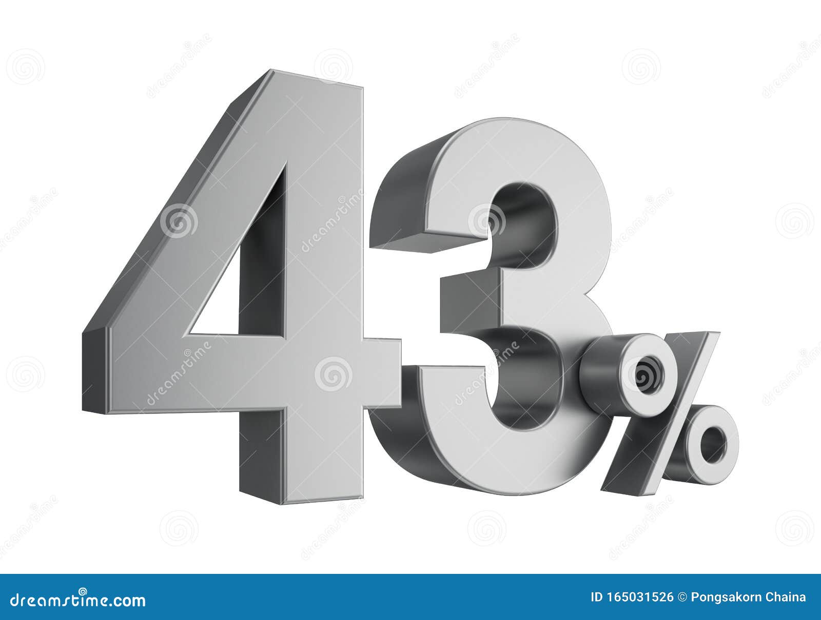 Forty Three Percent or 43 Isolated on White Background. 3d Rendering ...