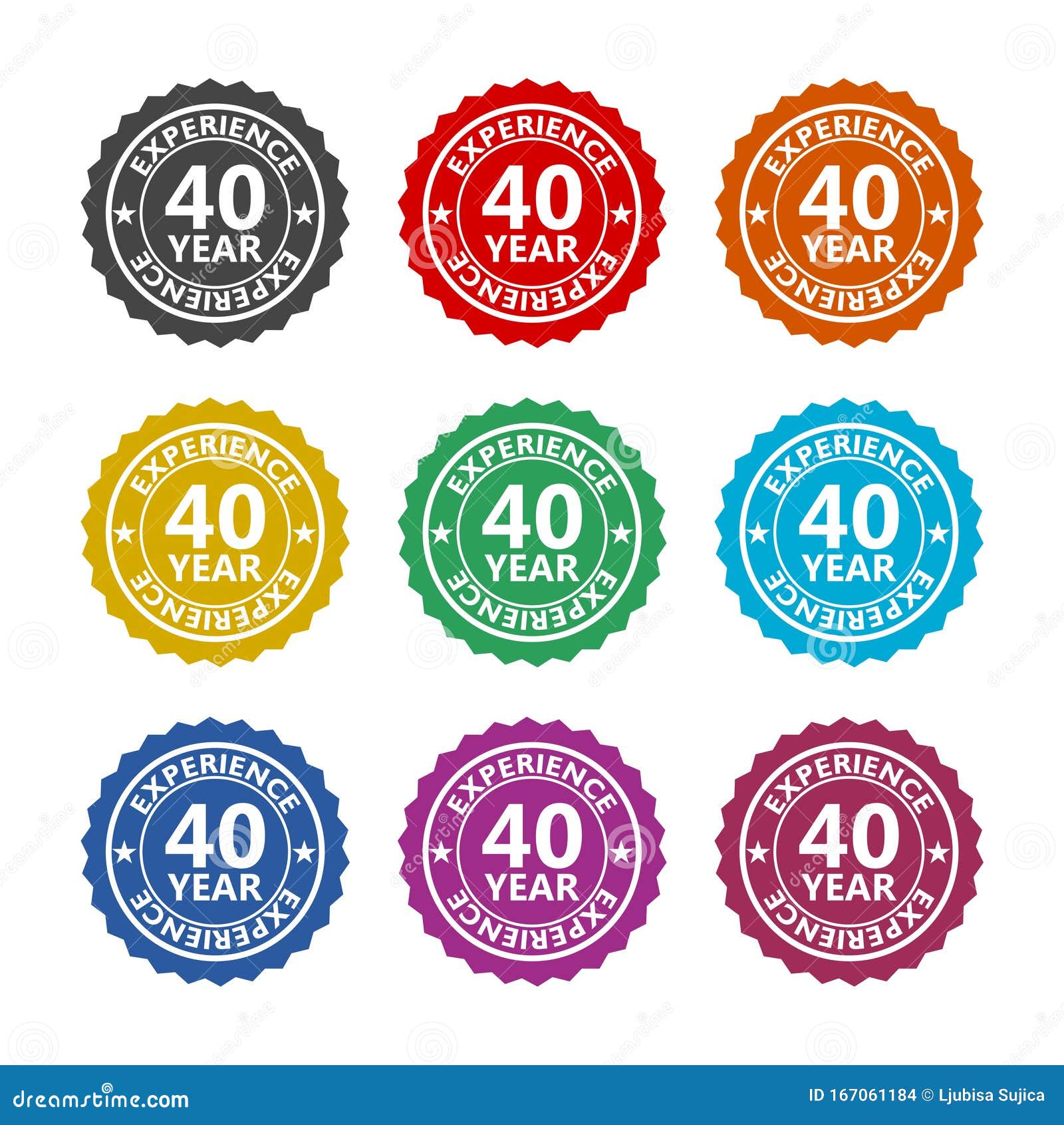 Forty Years Experience Color Icon Set Isolated On White Background ...