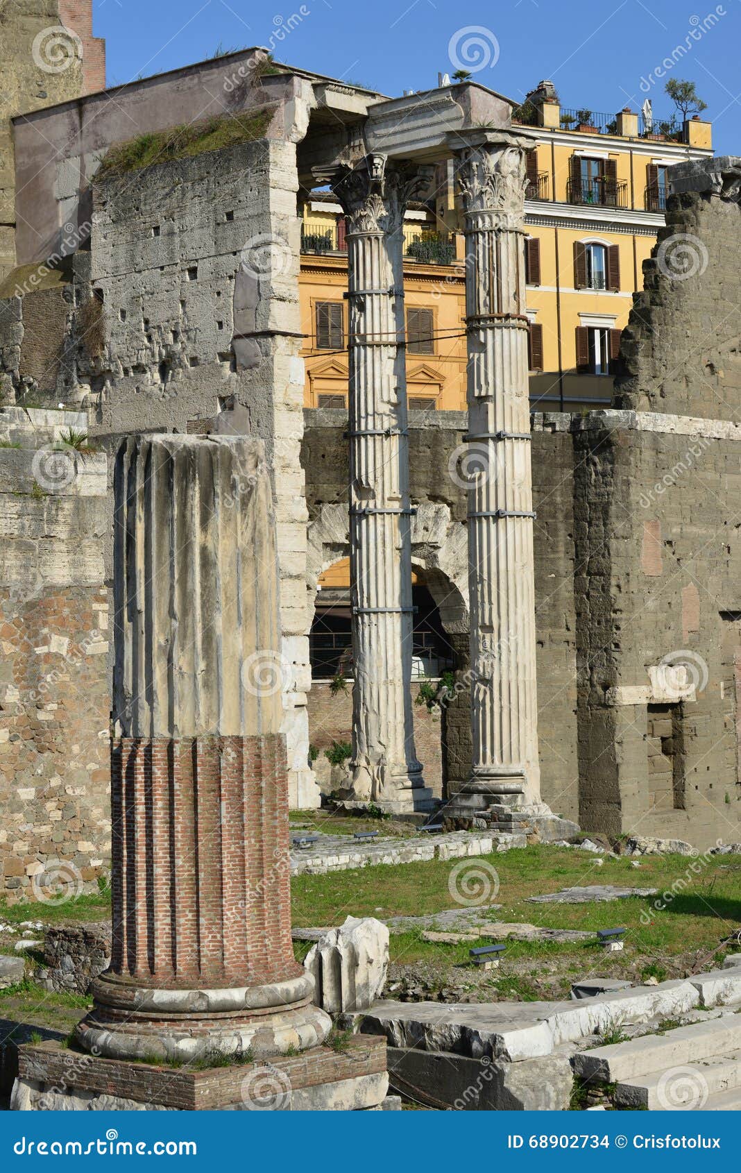 Forum of Augustus Columns in the Center of Rome Stock Photo - Image of ...