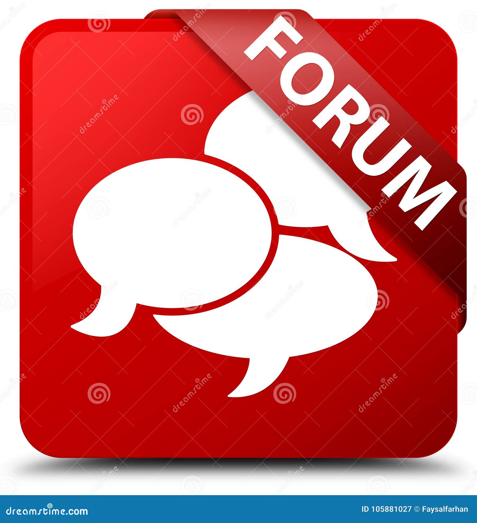 Forum (comments Icon) Red Square Button Red Ribbon in Corner Stock ...