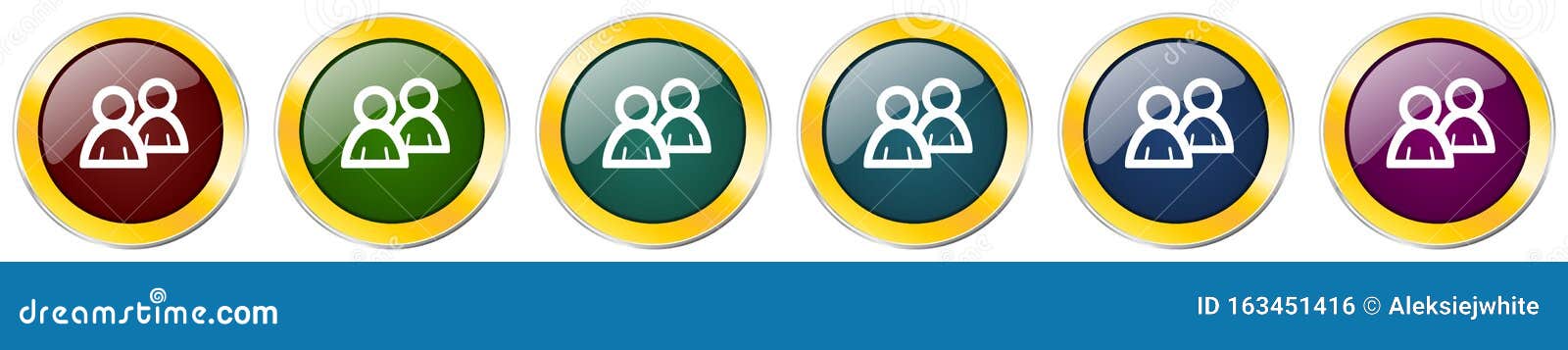 People, Team Glossy Icon Set, Silver Metallic Golden Vector ...