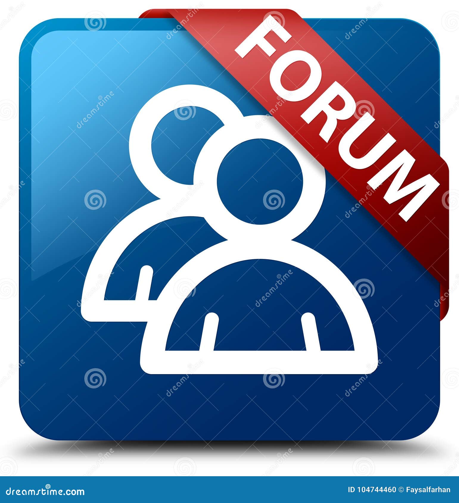 Forum (group Icon) Blue Square Button Red Ribbon in Corner Stock ...