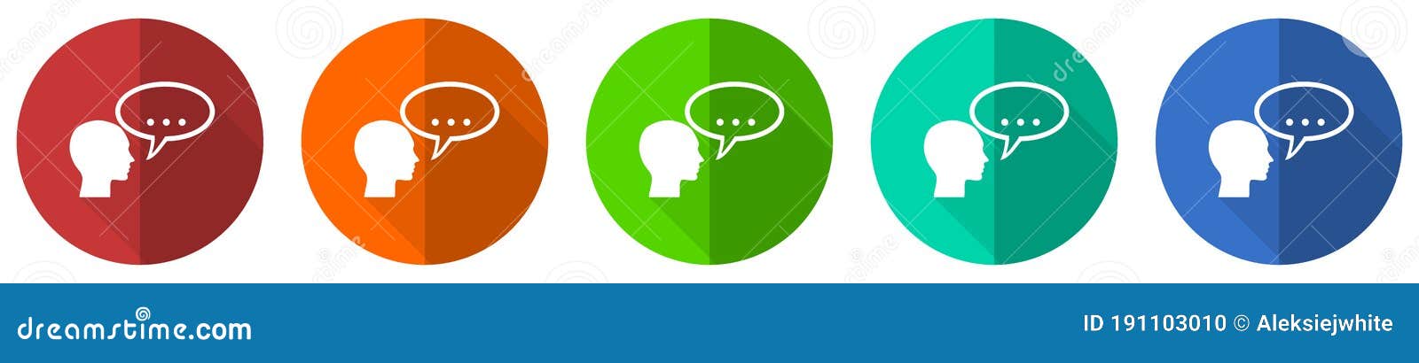 Forum Icon Set, Red, Blue, Green and Orange Flat Design Web Buttons ...