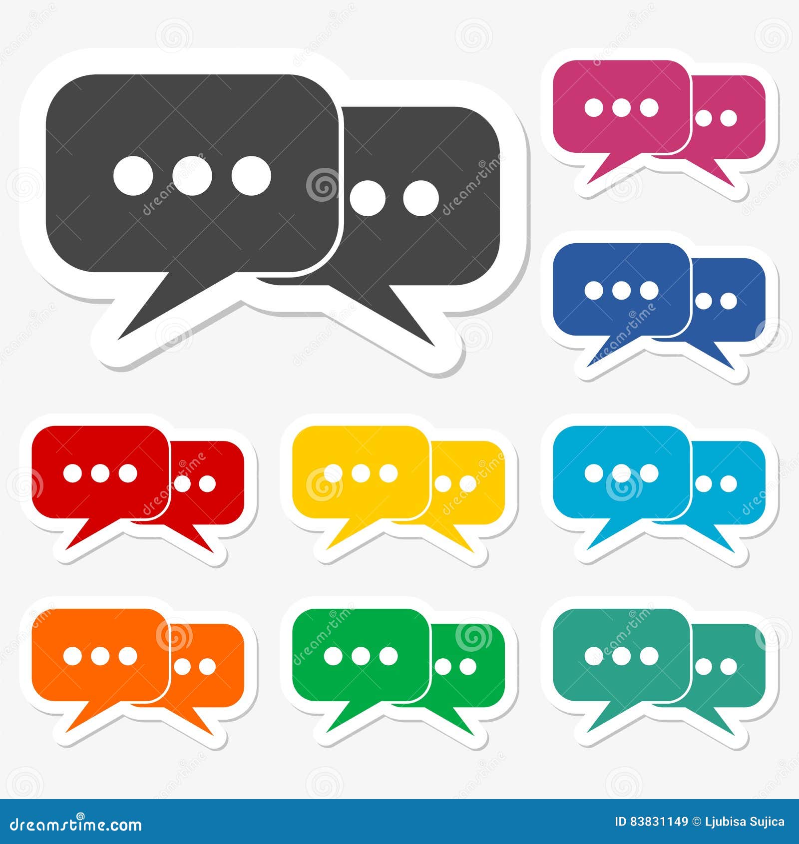Forum icons, stickers set stock vector. Illustration of discussion ...