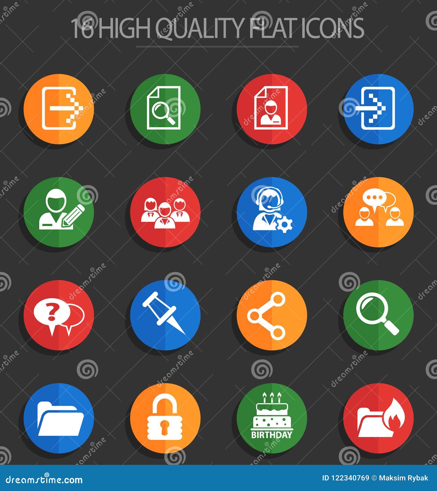 Forum Interface 16 Flat Icons Stock Vector - Illustration of vector ...